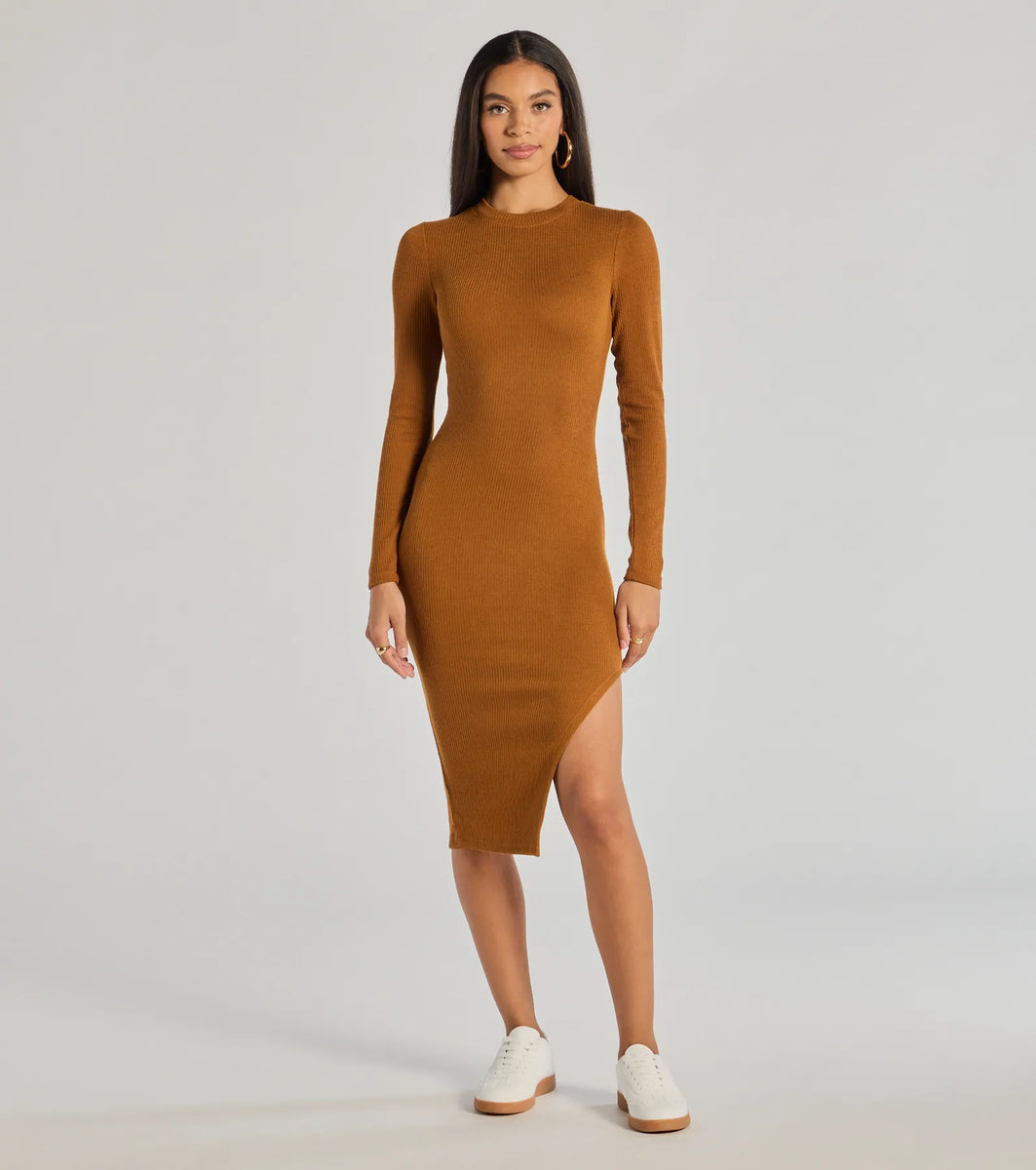 All Things Cozy High Slit Knit Midi Dress & Windsor