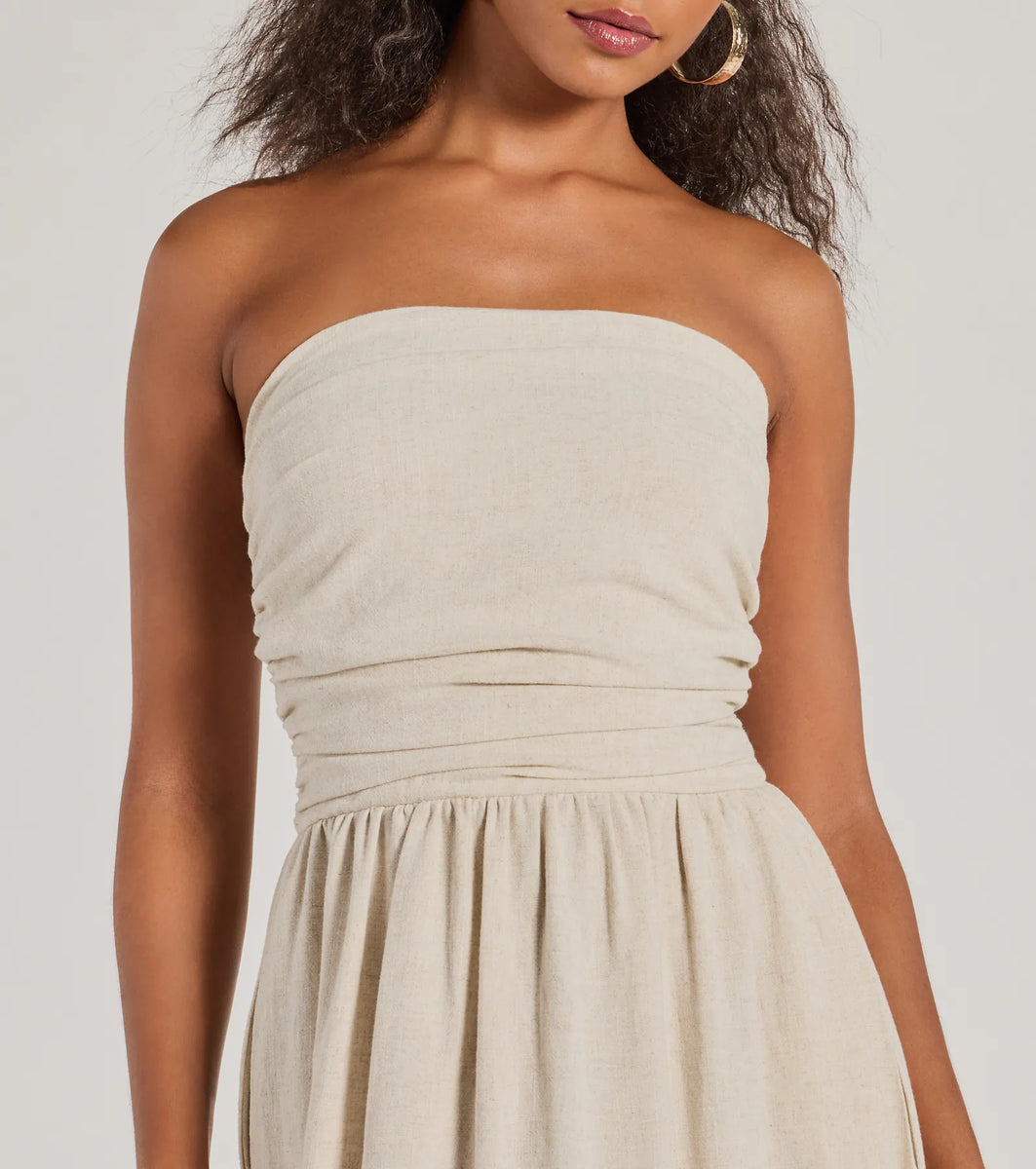 Effortlessly Elevated Strapless Linen-Blend Dress & Windsor