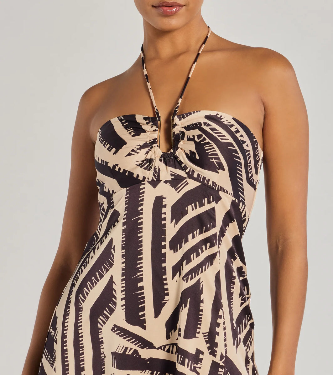 Chic Breezes Halter Boho Satin Maxi Dress & Windsor