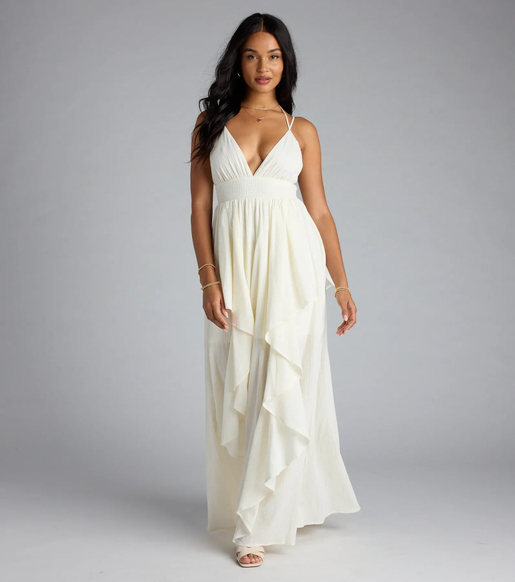 Just Like A Dream Strappy Back Ruffled Maxi Dress & Windsor