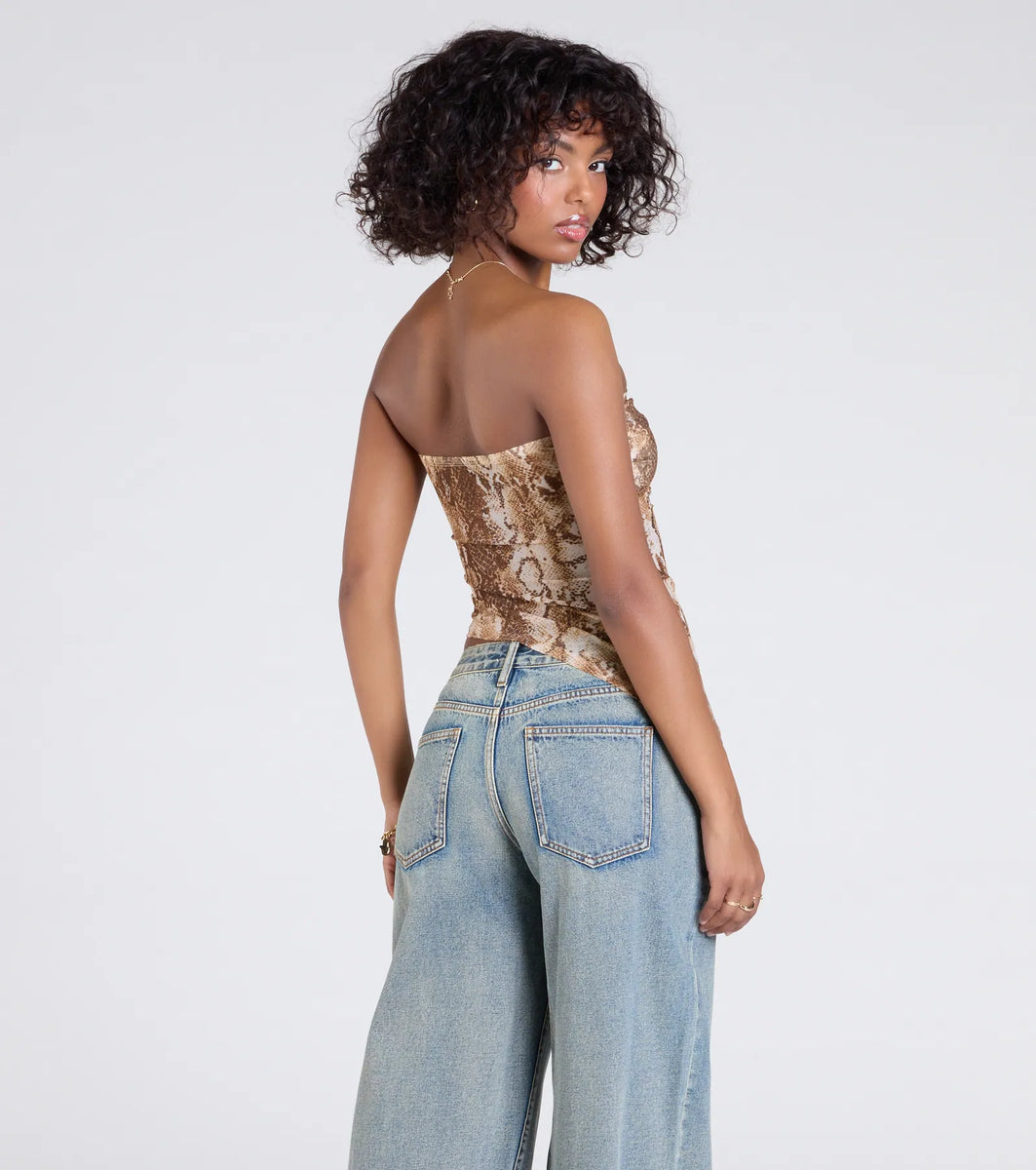 Hiss And Tell Snake Print Mesh Crop Top & Windsor