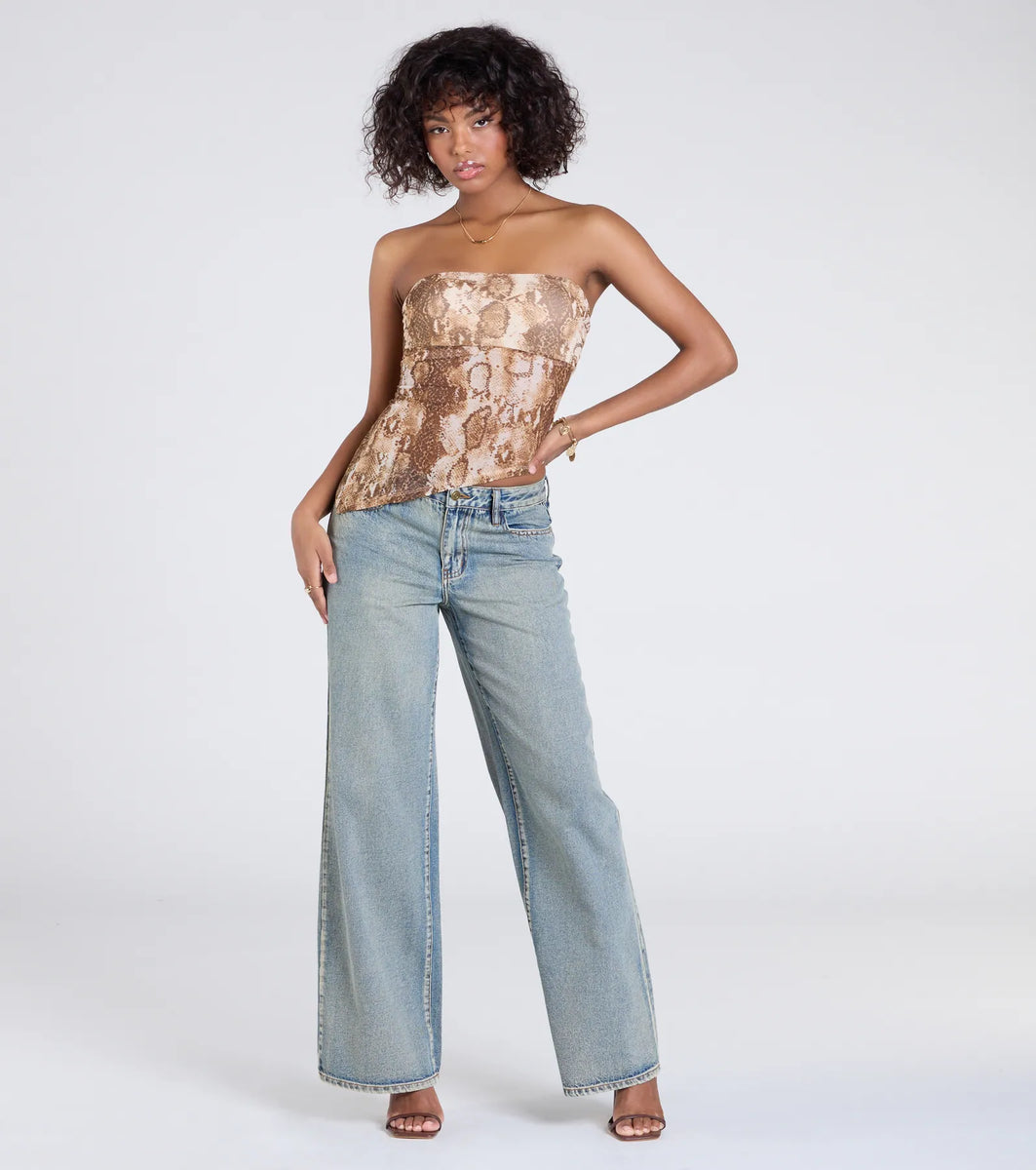 Hiss And Tell Snake Print Mesh Crop Top & Windsor