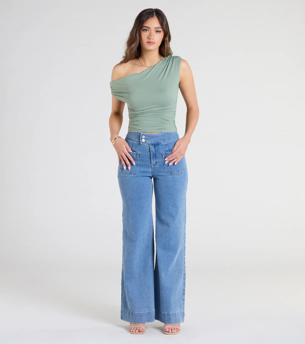 Flirty Style One Shoulder Crop Top & Windsor