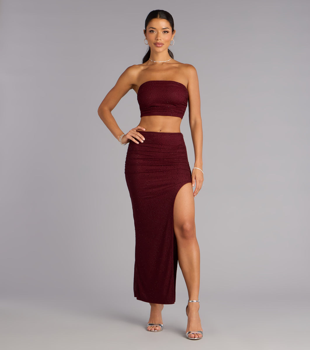 Starlet Status Rhinestone Mesh Tube Top & Windsor