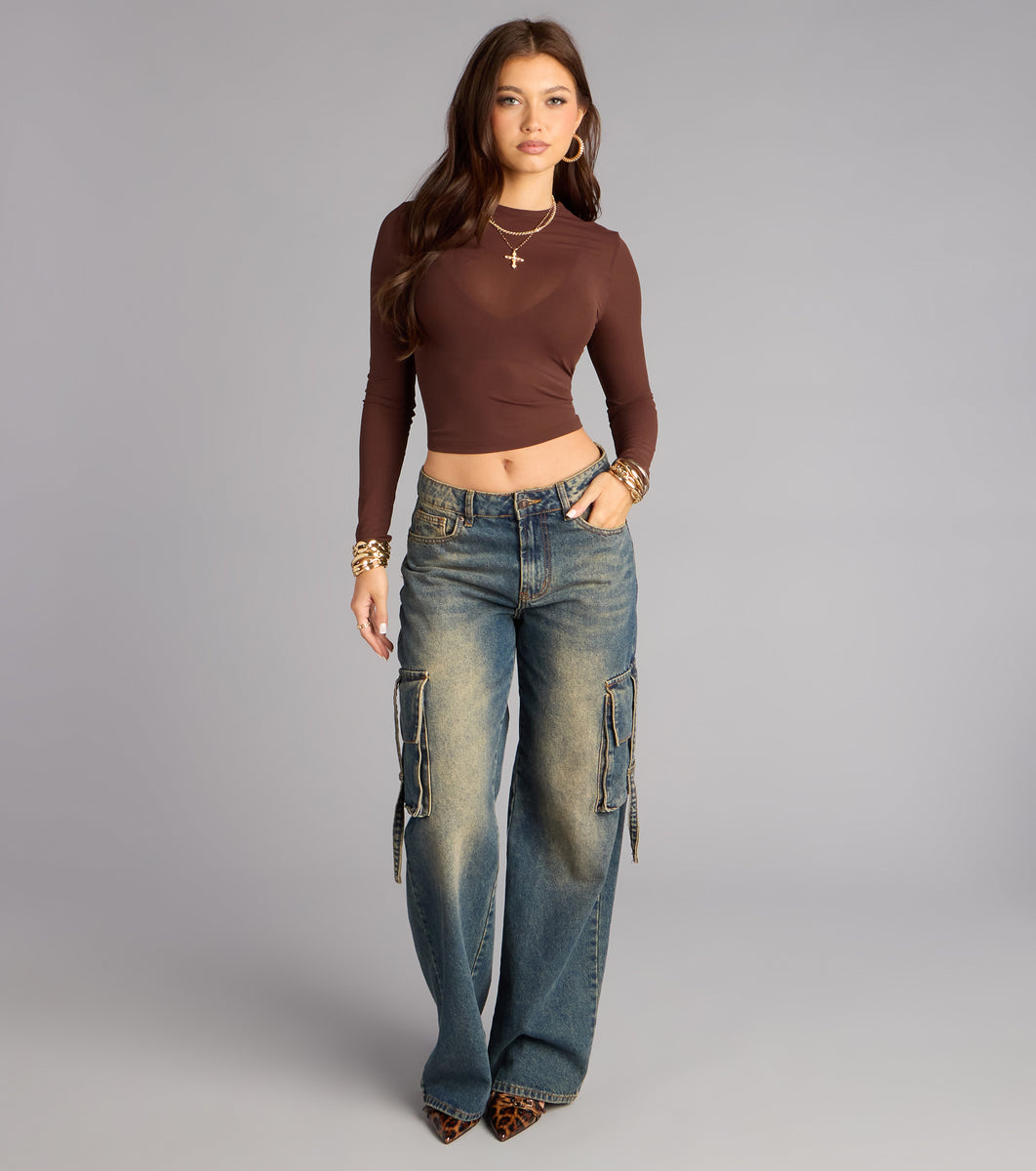 Low-Key Chic Sheer Mesh Long Sleeve Top & Windsor