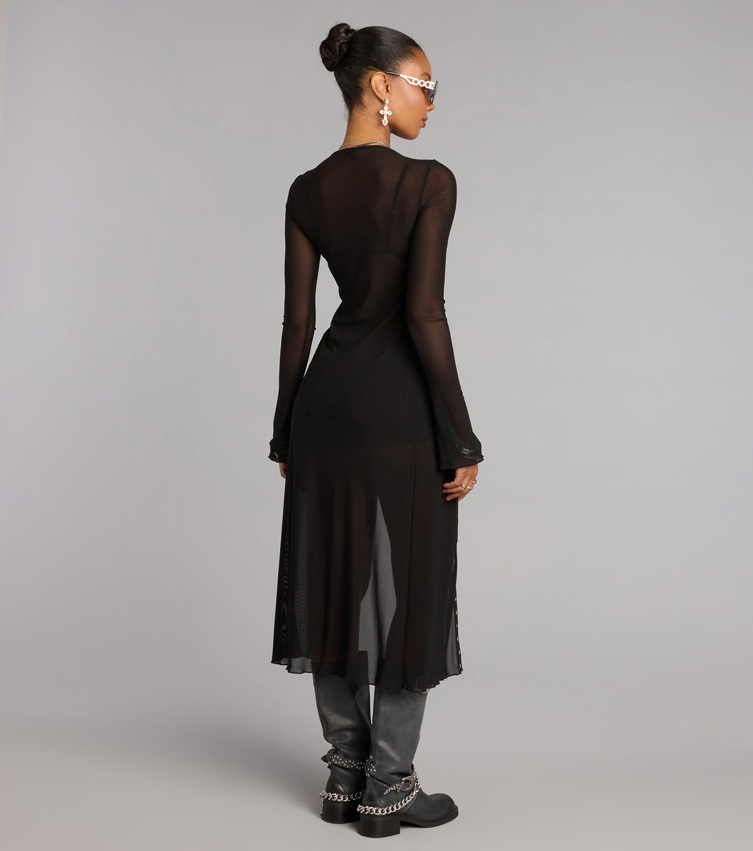 Night Mode Lace Up Mesh Long Top & Windsor