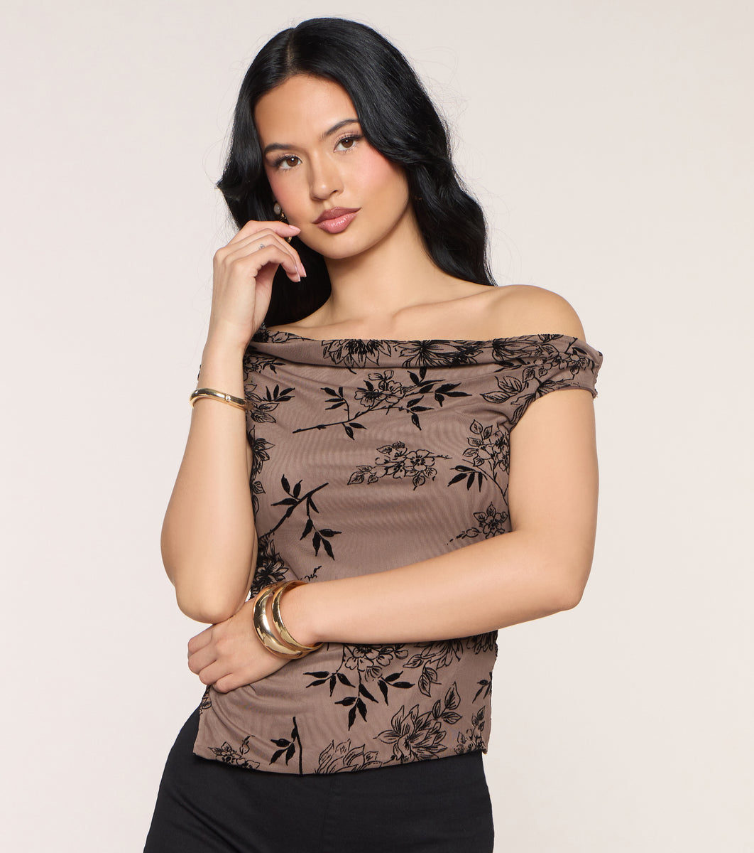 Off Balance Floral Mesh Crop Top & Windsor