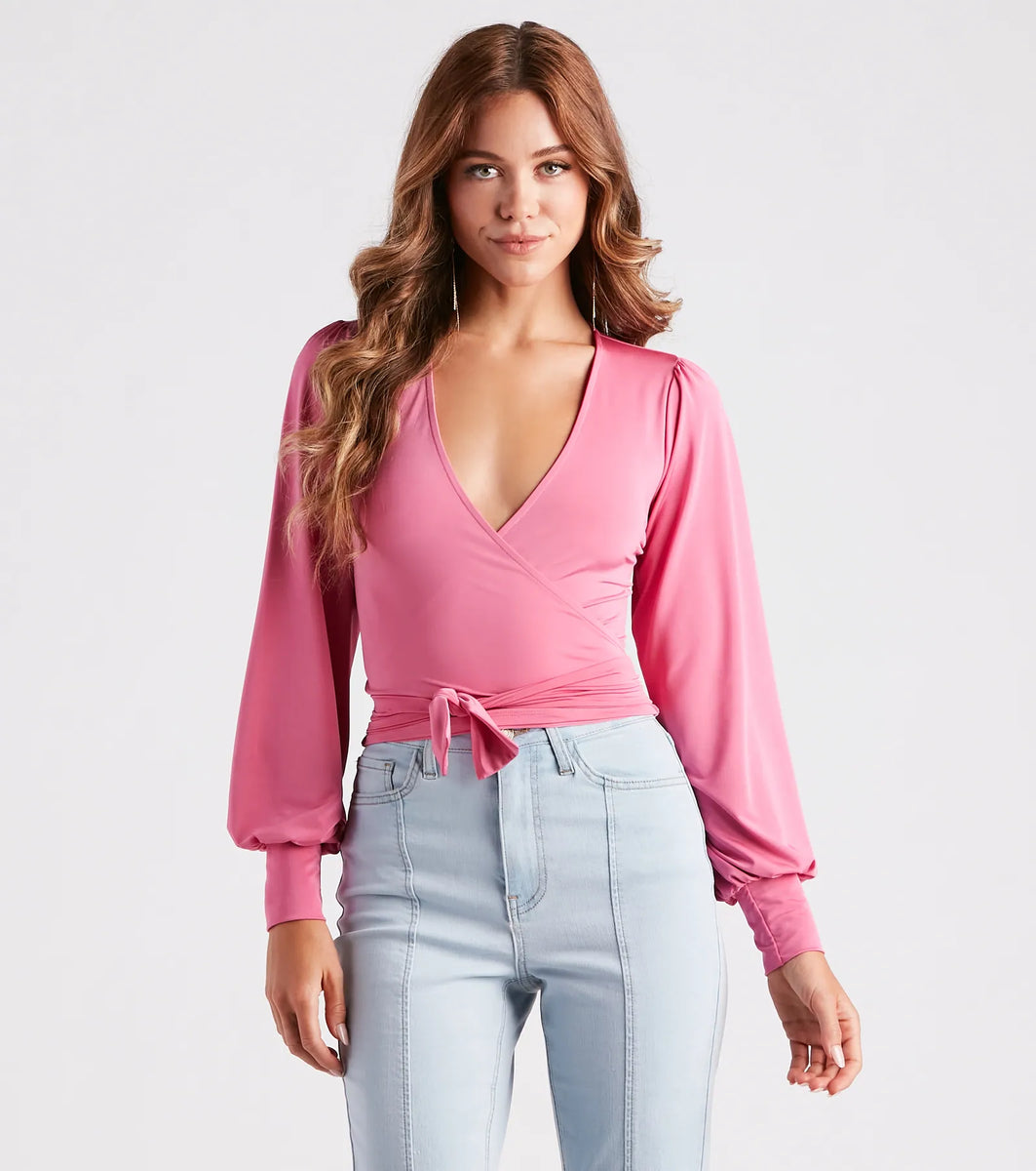 Slinky Knit Wrap Front Top & Windsor