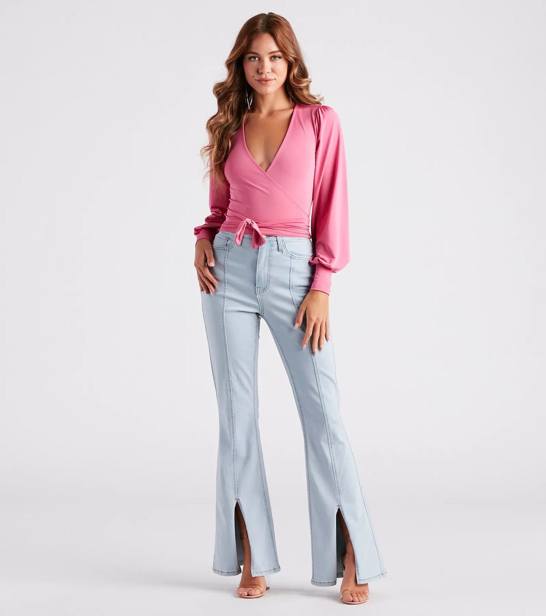 Slinky Knit Wrap Front Top & Windsor