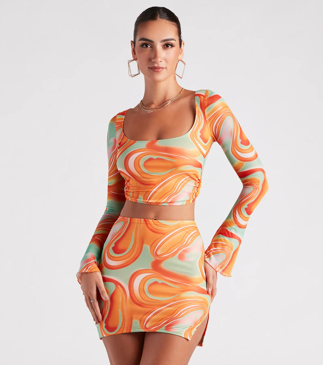 Funky Fresh Swirl Mesh Crop Top & Windsor