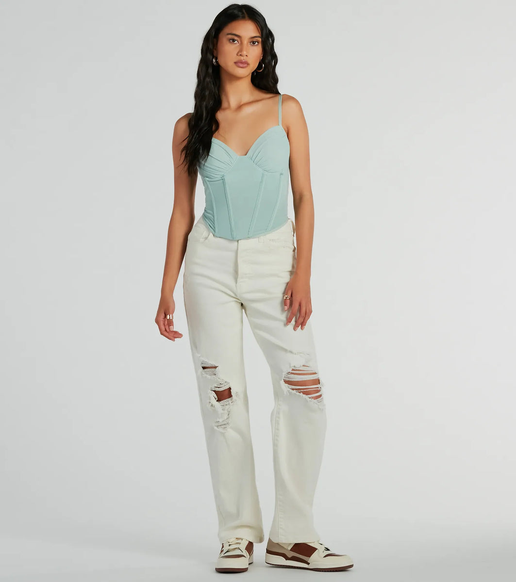 Sultry Perfection Mesh Cropped Bustier Top & Windsor