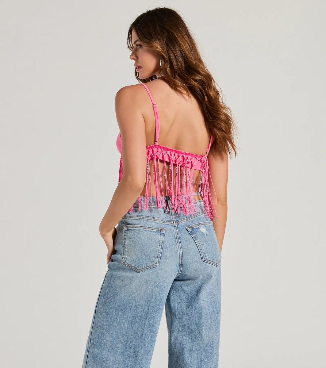 Fringed Out Triangle Fringe Beaded Crop Top & Windsor