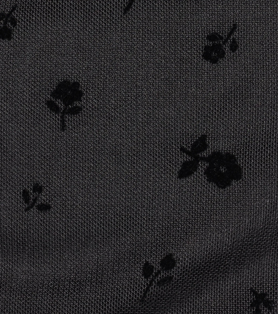 Mood Set V-Neck Floral Velvet Pattern Mesh Top & Windsor