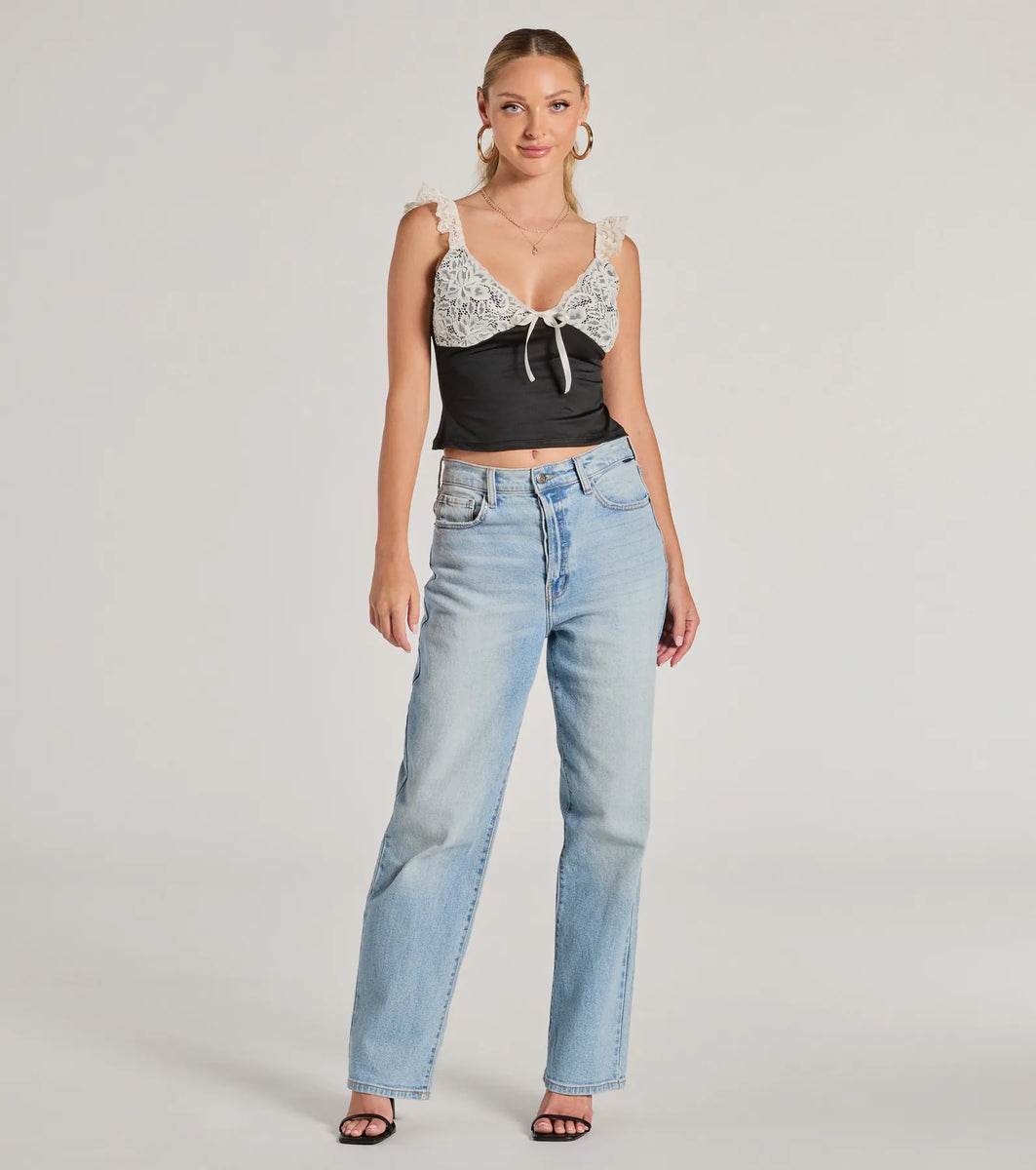 Effortlessly Pretty Lace And Knit Sleeveless Top & Windsor