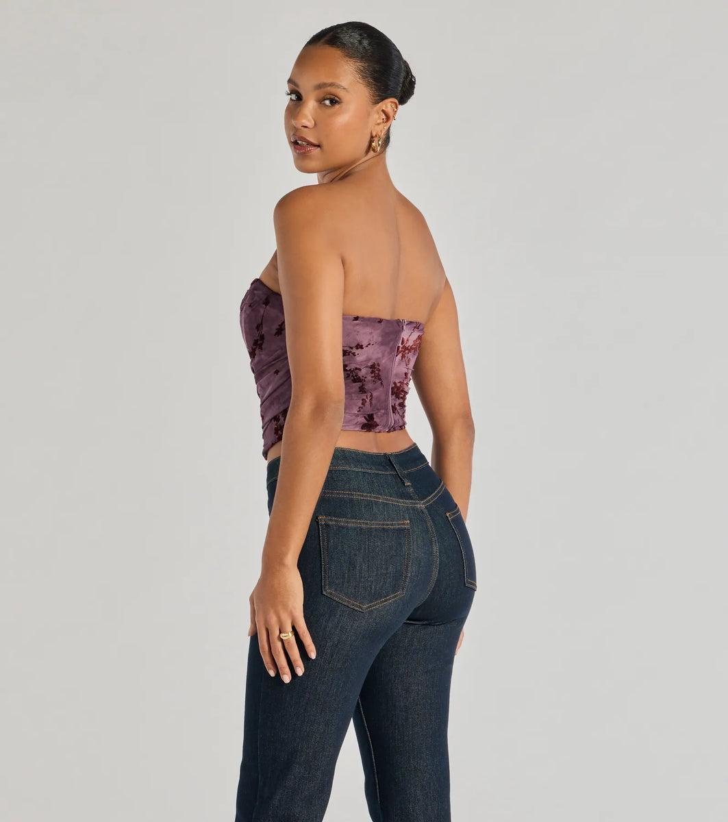 Floral Passion Ruched Cropped Corset Top & Windsor