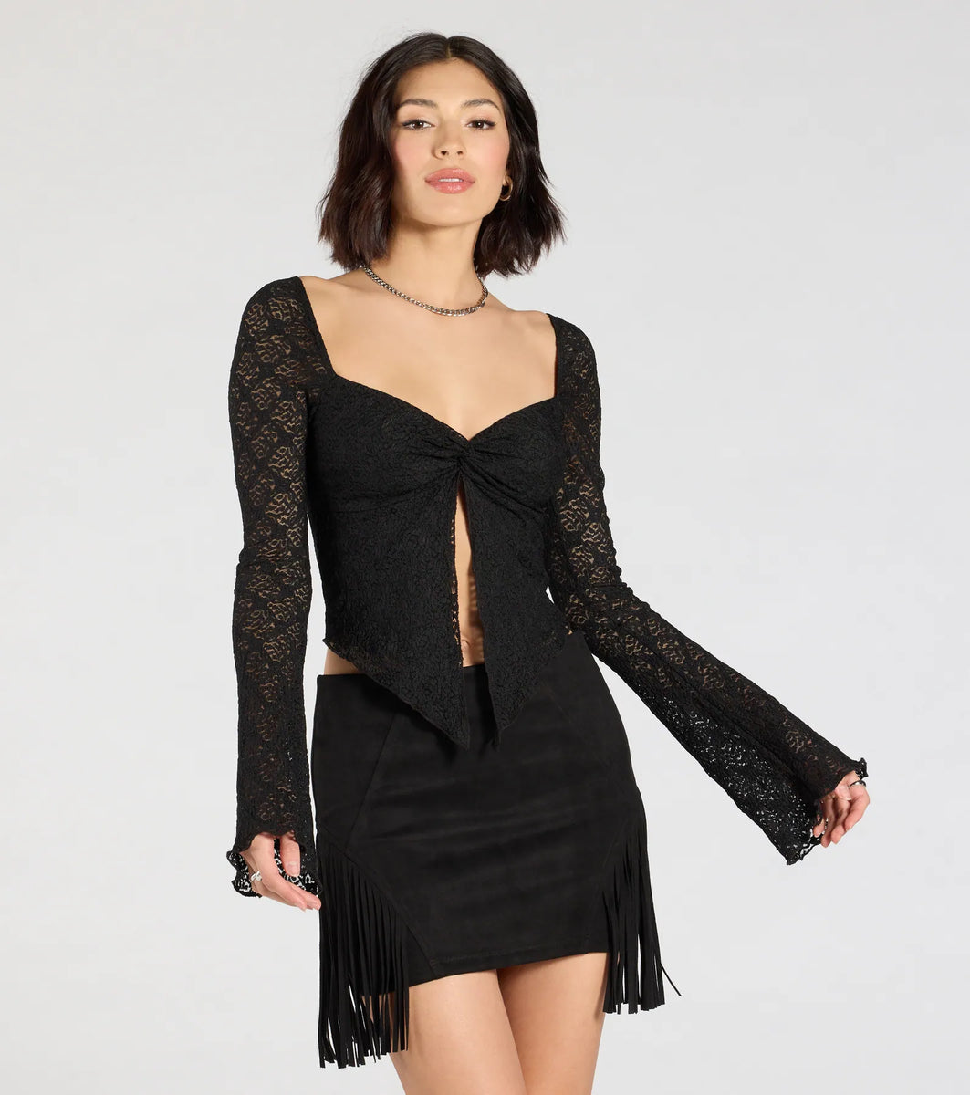 Irresistible Flair Lace Long Sleeve Crop Top & Windsor
