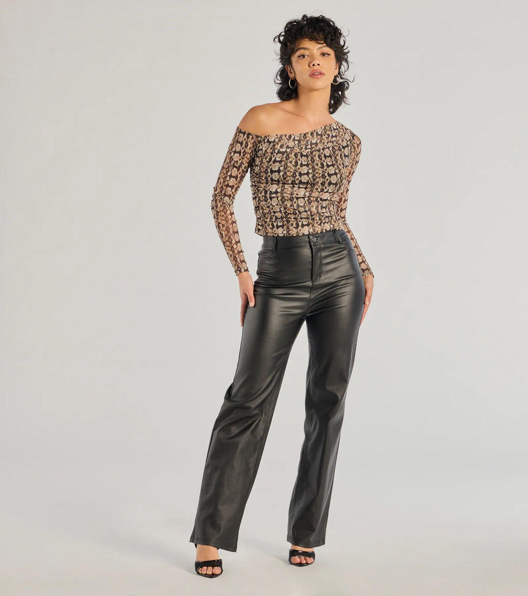 Bold Edge Snake Print Mesh Long Sleeve Top & Windsor
