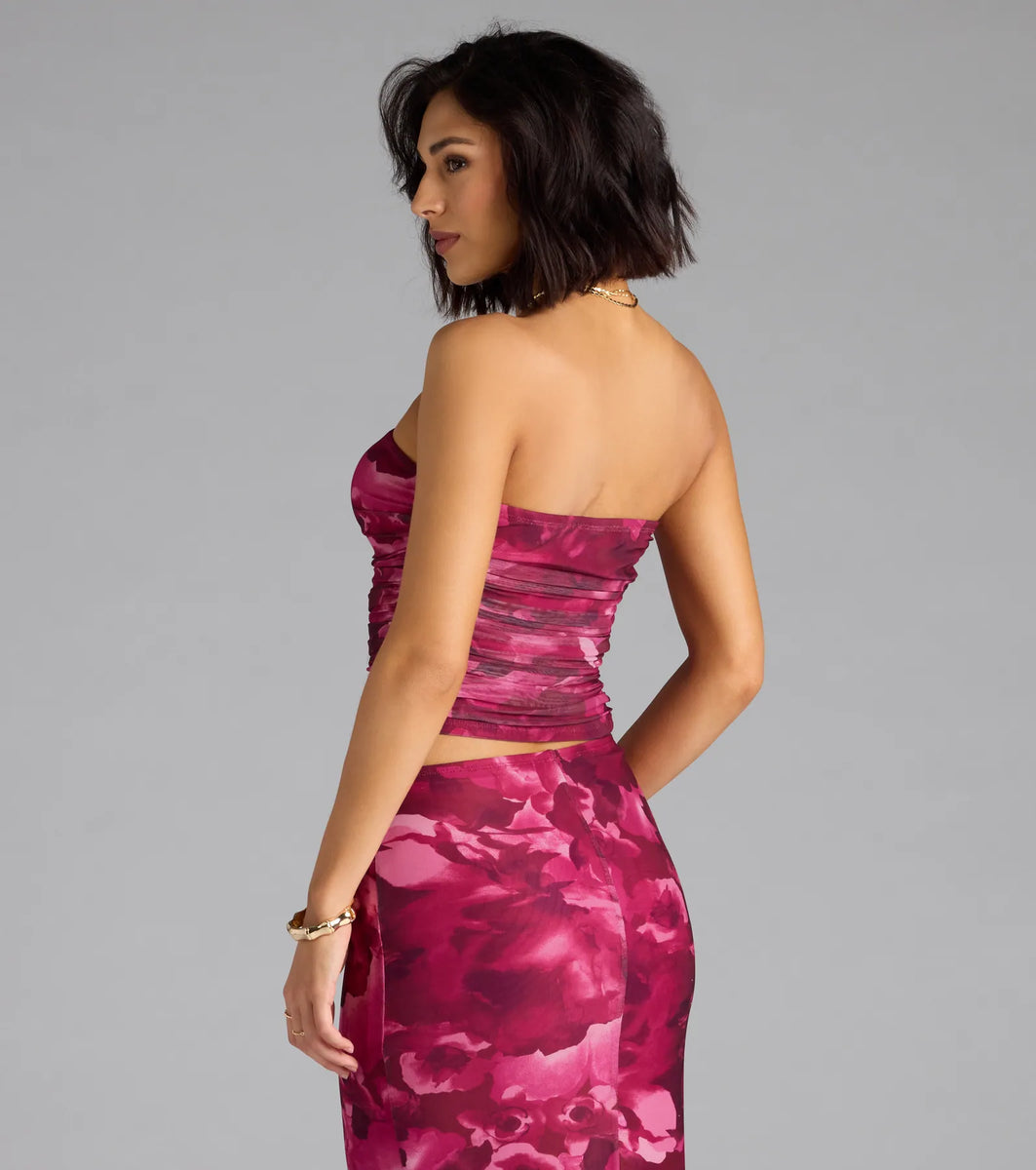 Sultry Bloom Floral Mesh Tube Top & Windsor