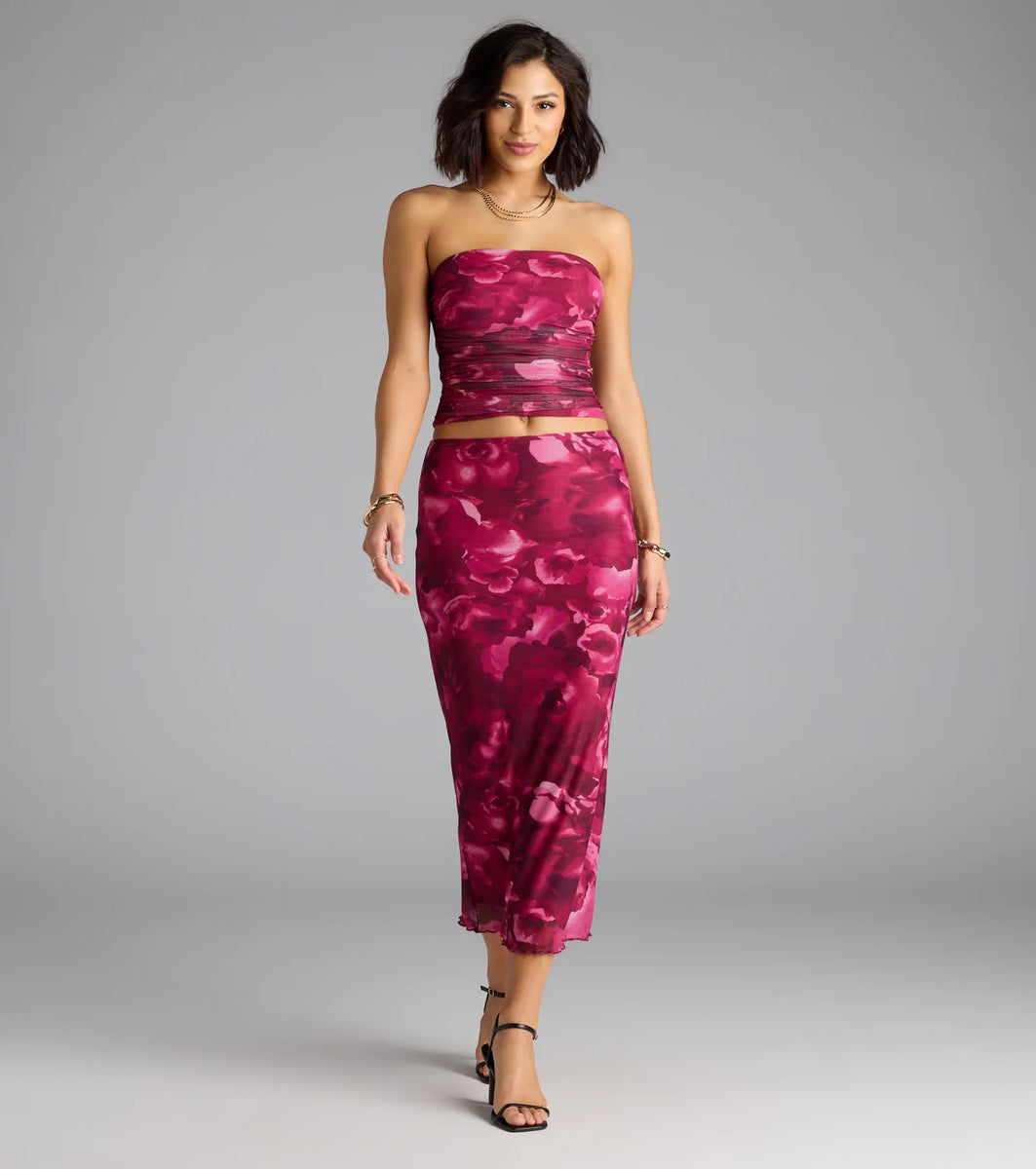 Sultry Bloom Floral Mesh Tube Top & Windsor