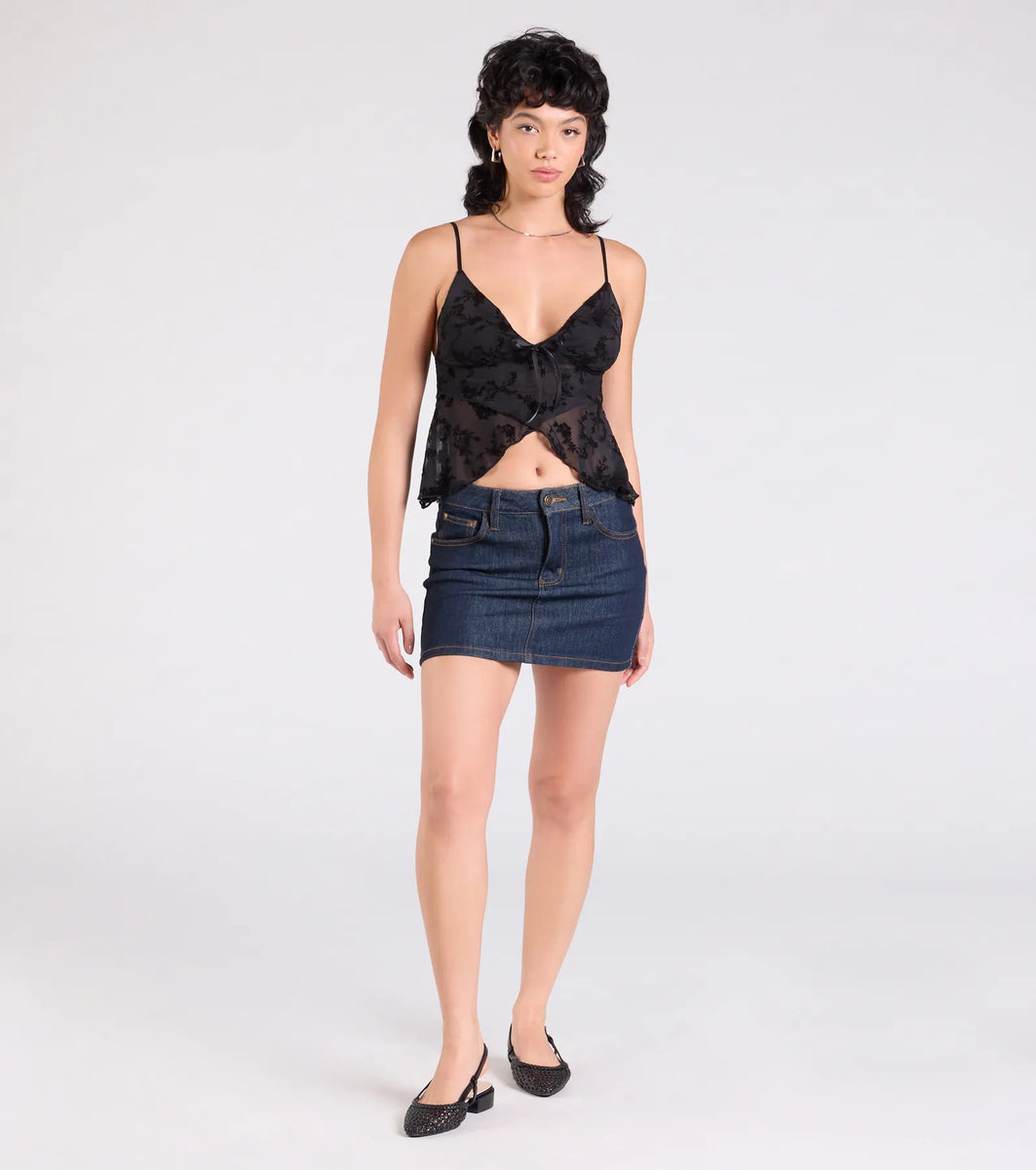 Sultry Element V-Neck Floral Velvet Crop Top & Windsor