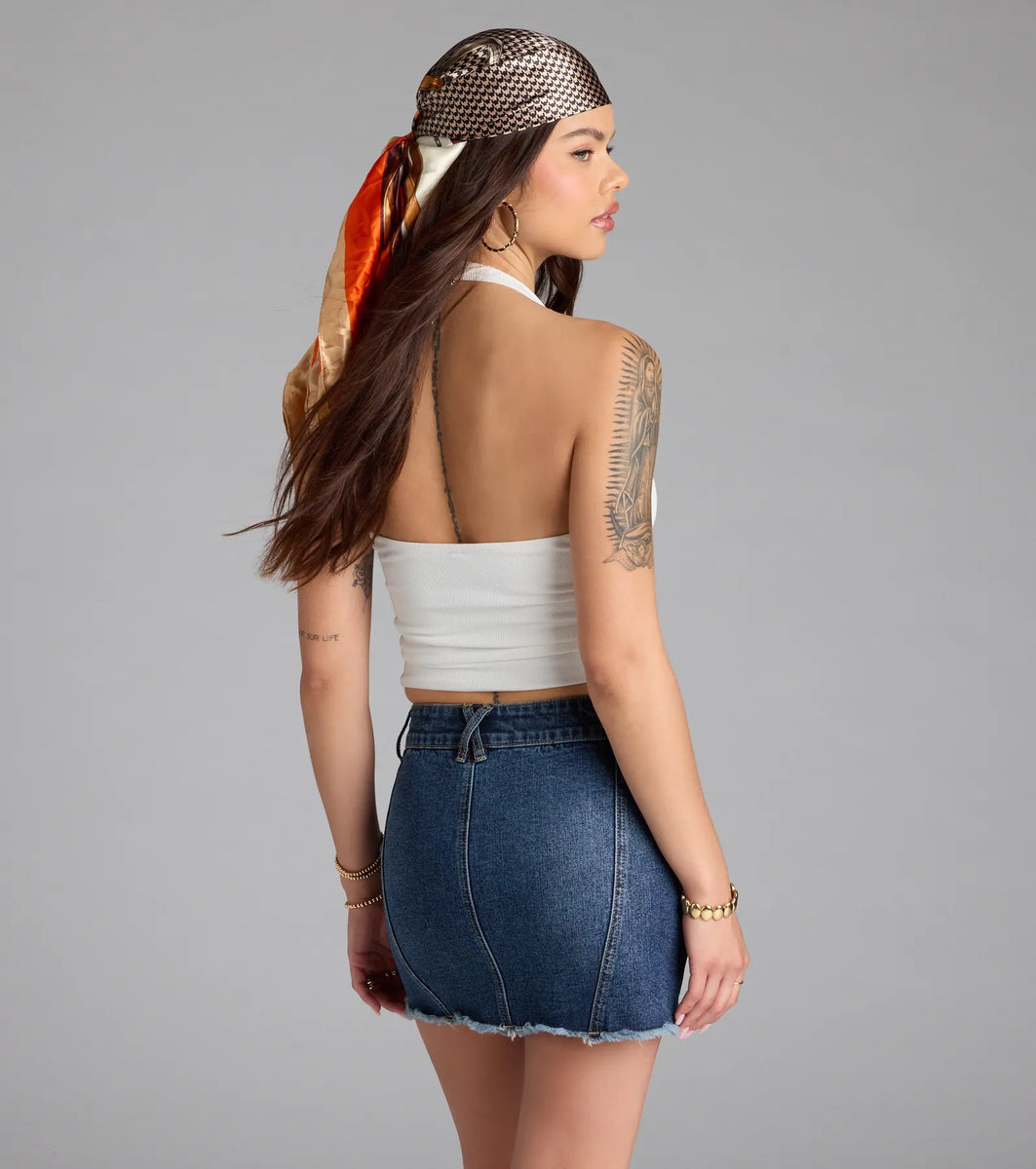 So Adored Basic Halter Crop Top & Windsor