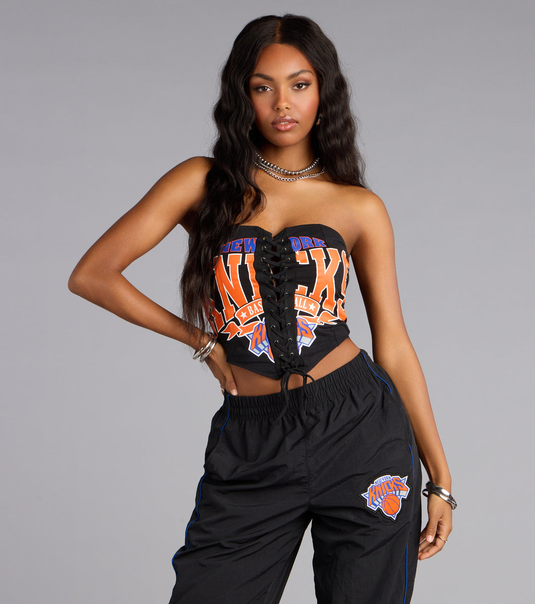 Ultra Game NBA Knicks Lace-Up Corset Top & Windsor