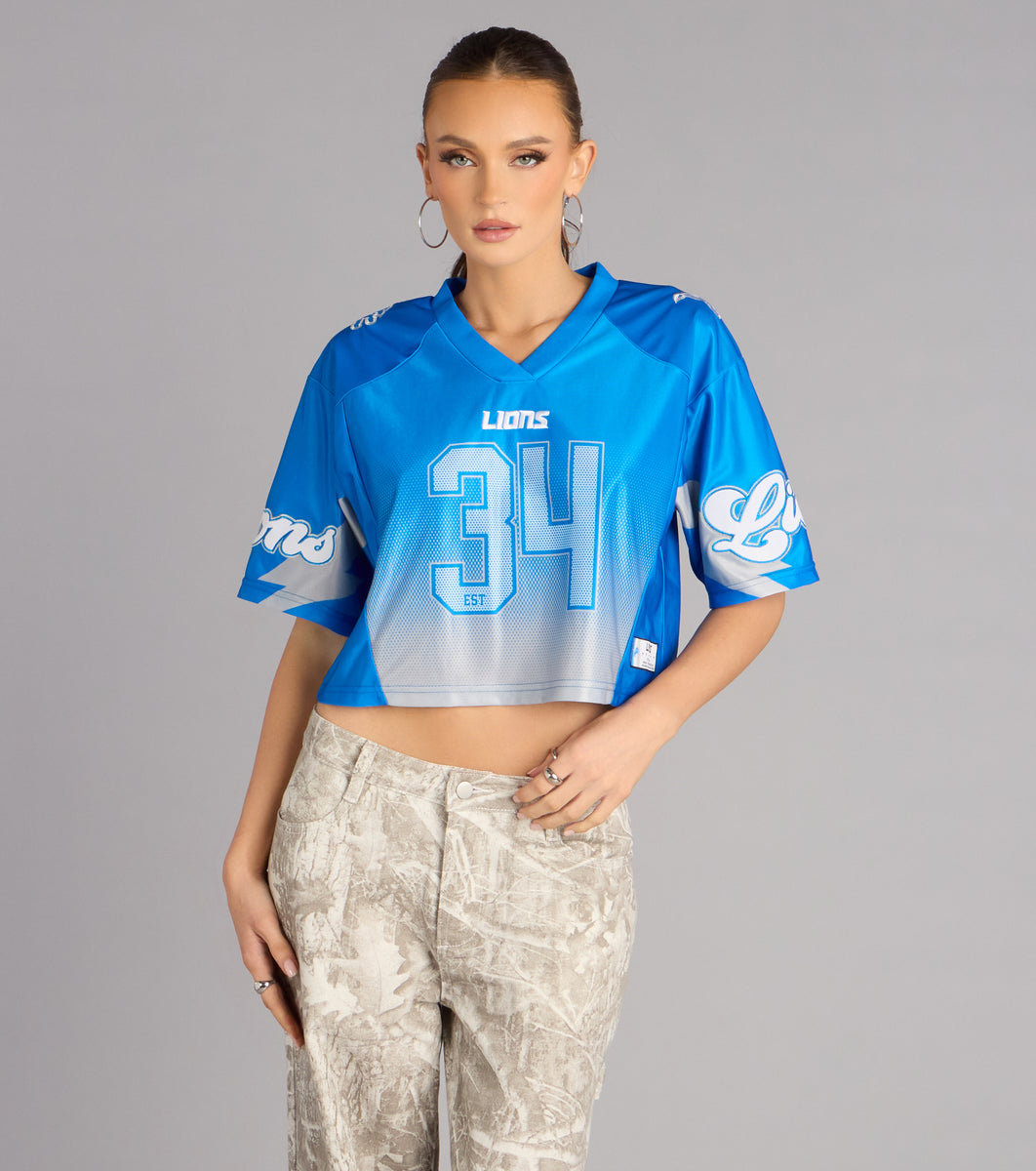 Ultra Game NFL Detroit Lions Mesh Crop Top & Windsor