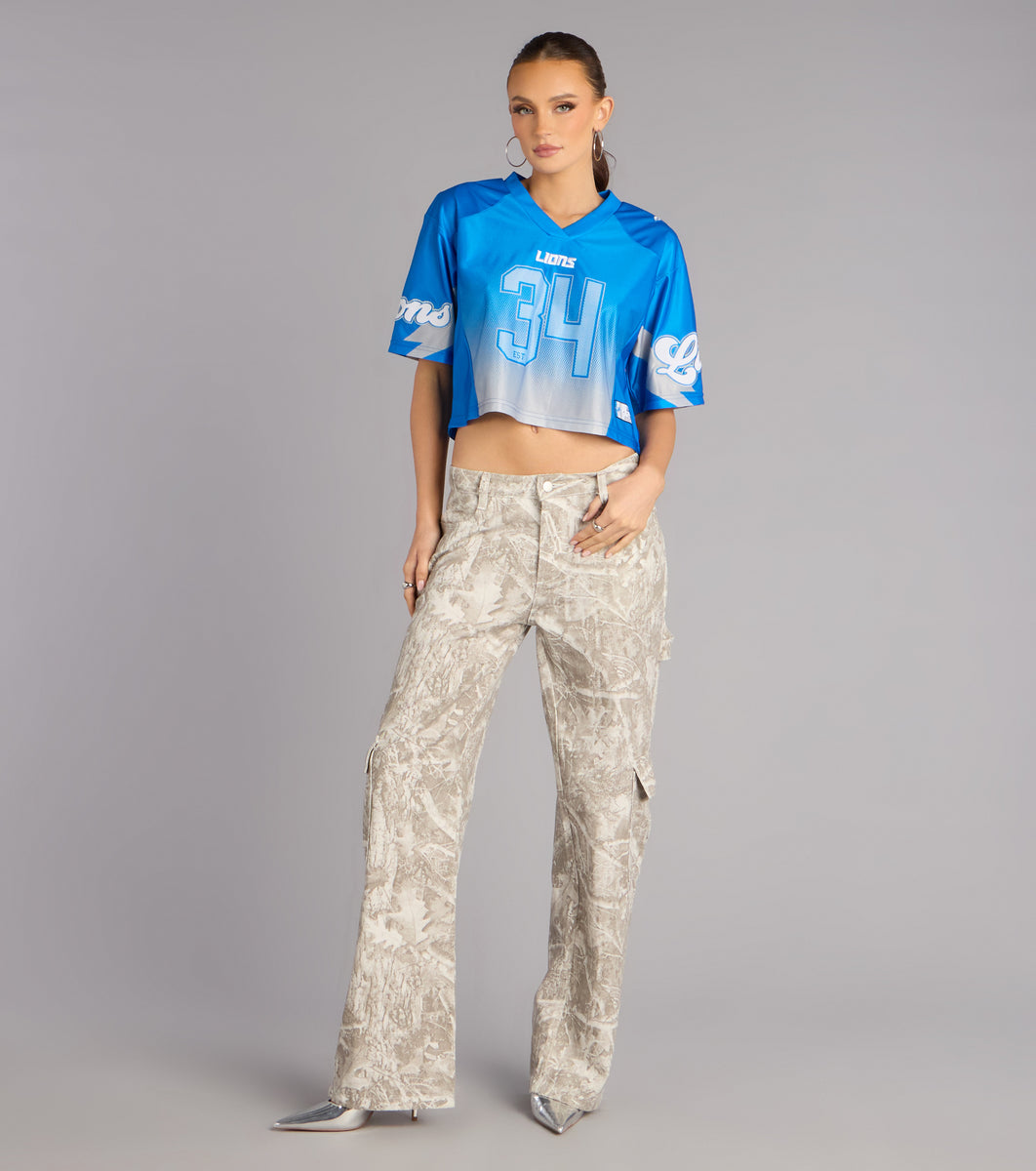 Ultra Game NFL Detroit Lions Mesh Crop Top & Windsor