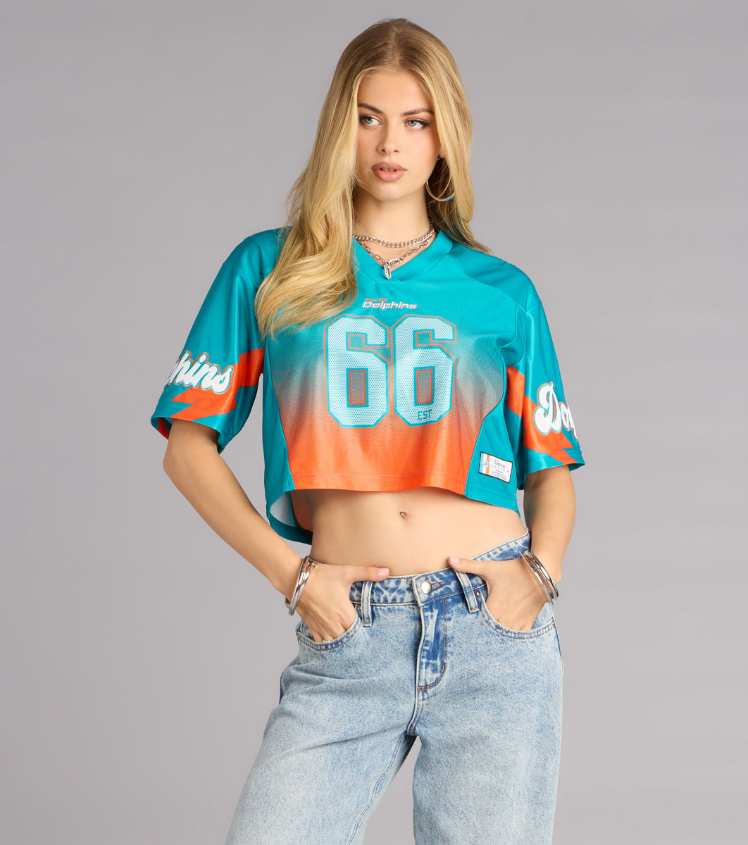 Ultra Game NFL Miami Dolphins Mesh Crop Top & Windsor