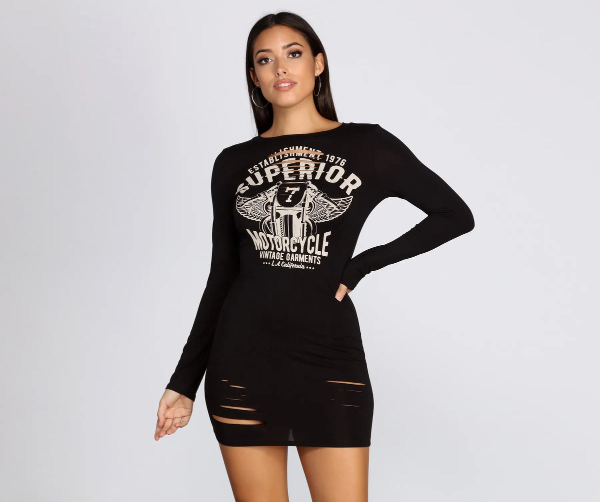 Vintage Motors Slashed Mini Dress & Windsor