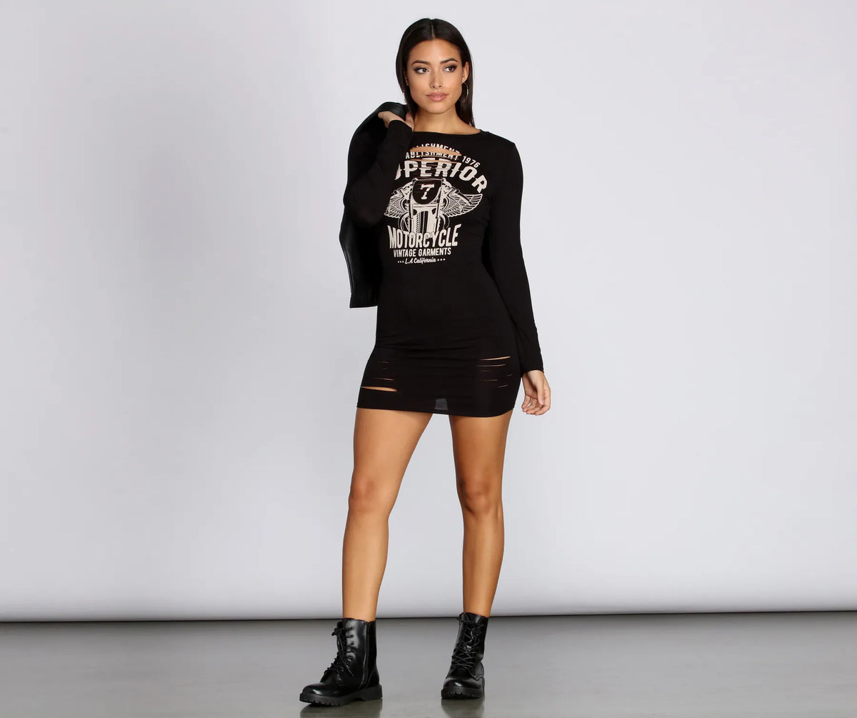 Vintage Motors Slashed Mini Dress & Windsor