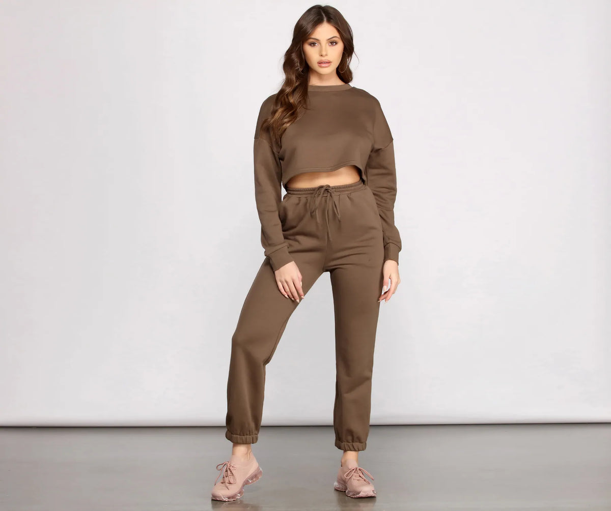 Cozy French Terry Knit Crop Top & Windsor