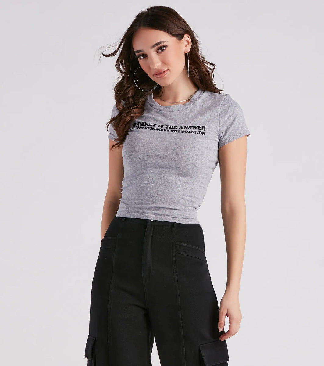 Whiskey Is The Answer Cropped Graphic Tee & Windsor