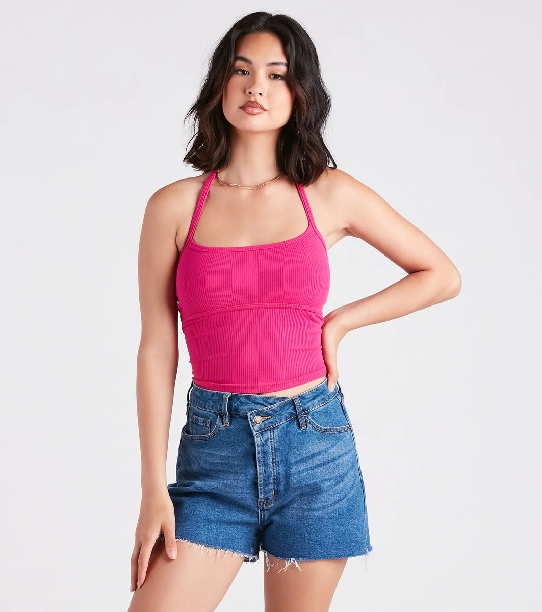 Back To Basics Halter Rib Knit Crop Top & Windsor