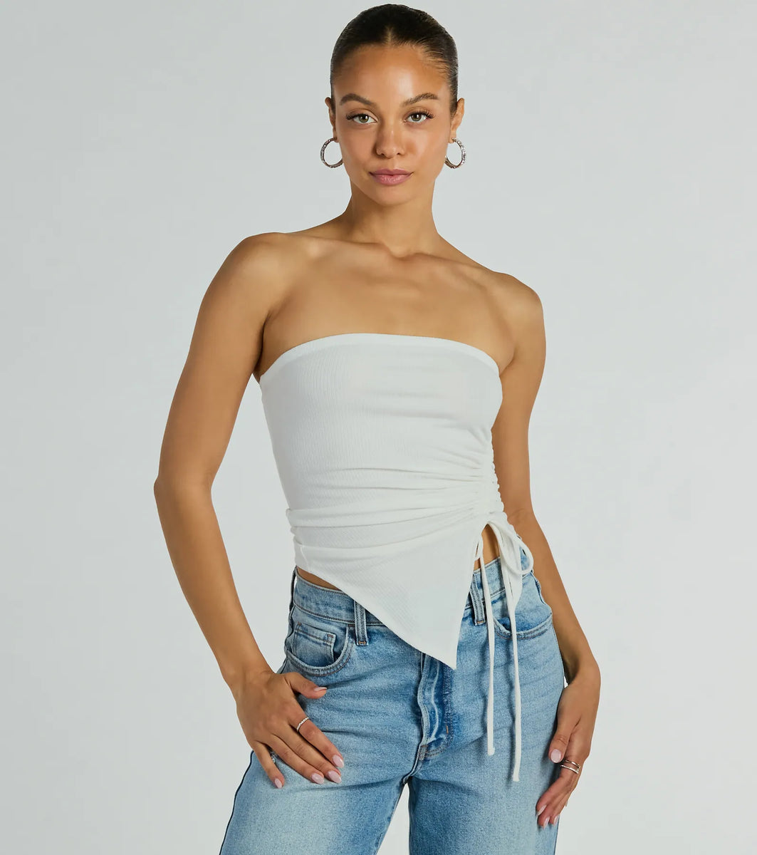 Easy Attention Strapless Slit Crop Top & Windsor