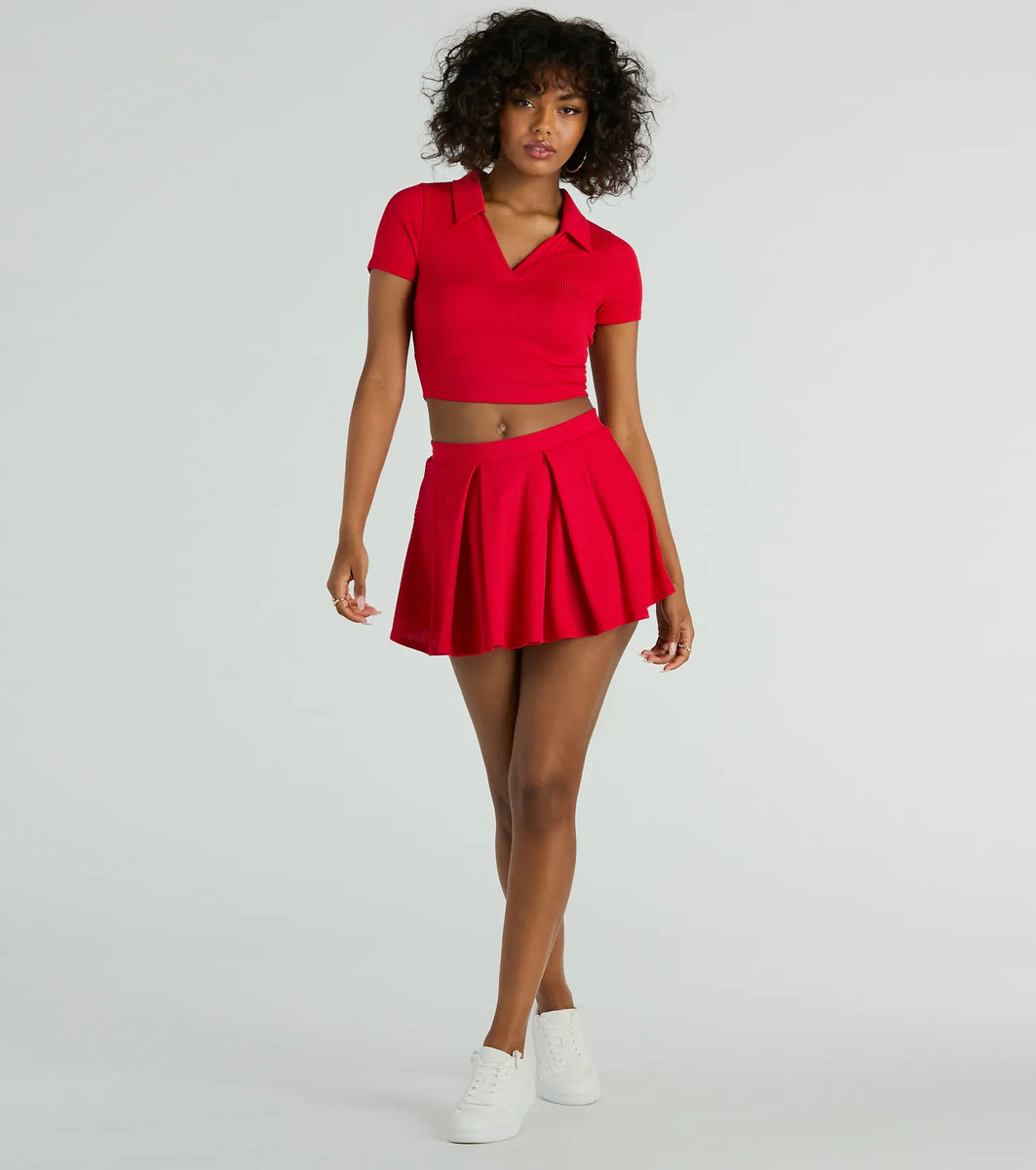 Game Set Collar Short Sleeve Crop Top & Windsor