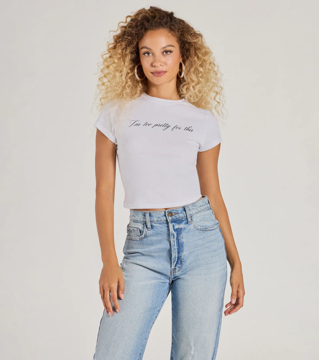 I'm Too Pretty For This Crop Graphic Tee & Windsor