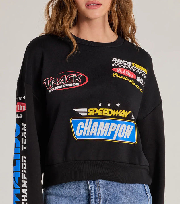 Trendy Moto Graphic Fleece Pullover Sweatshirt | Windsor Trendy Moto Graphic Fleece Pullover Sweatshirt | Windsor