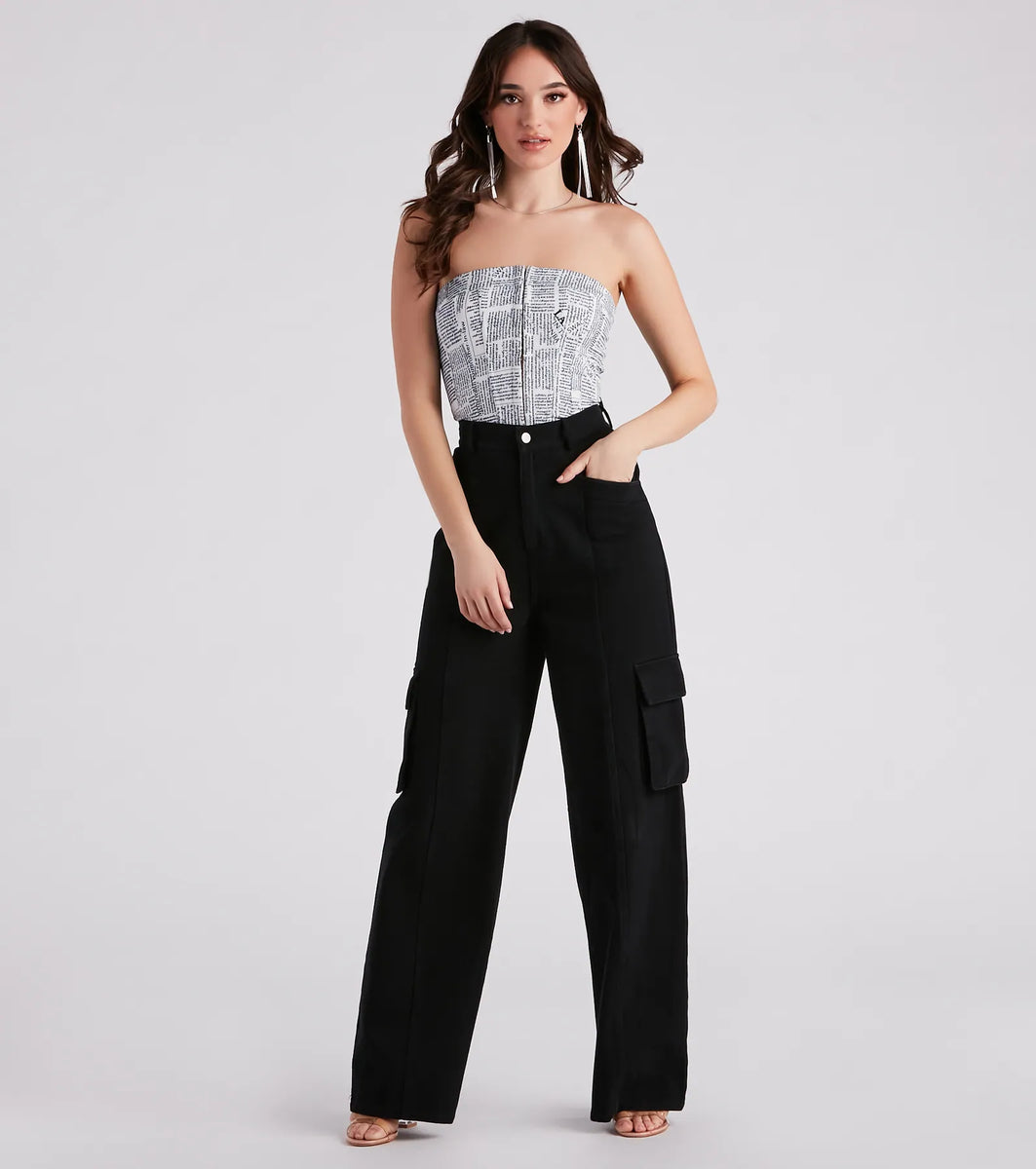 In Other News Lace-Up Newspaper Corset Top & Windsor