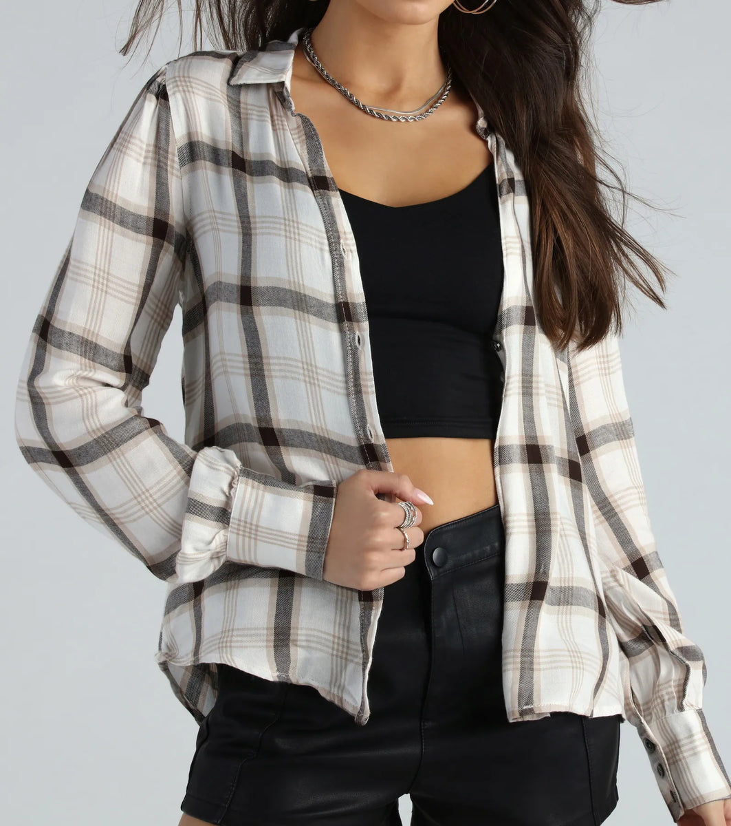 Days In Plaid Button Down Shirt Top & Windsor