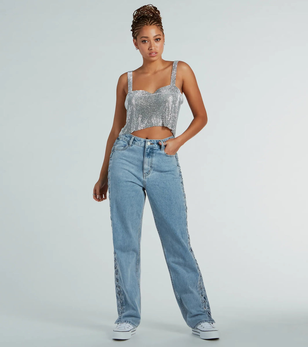 She's So Dazzling Sequin Chainmail Tank Top & Windsor