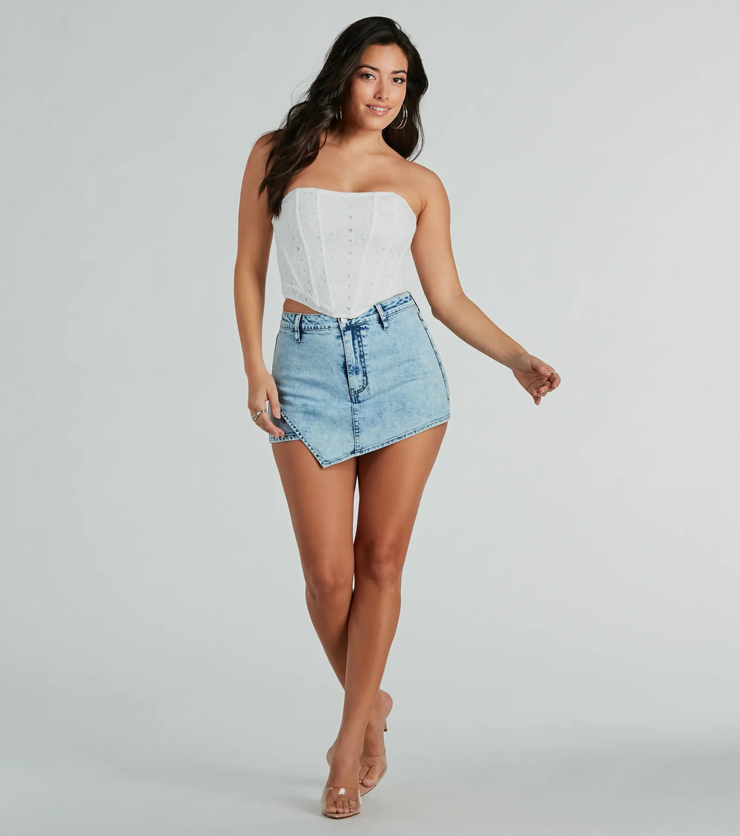 Major Charmer Strapless Eyelet Lace Corset Top & Windsor