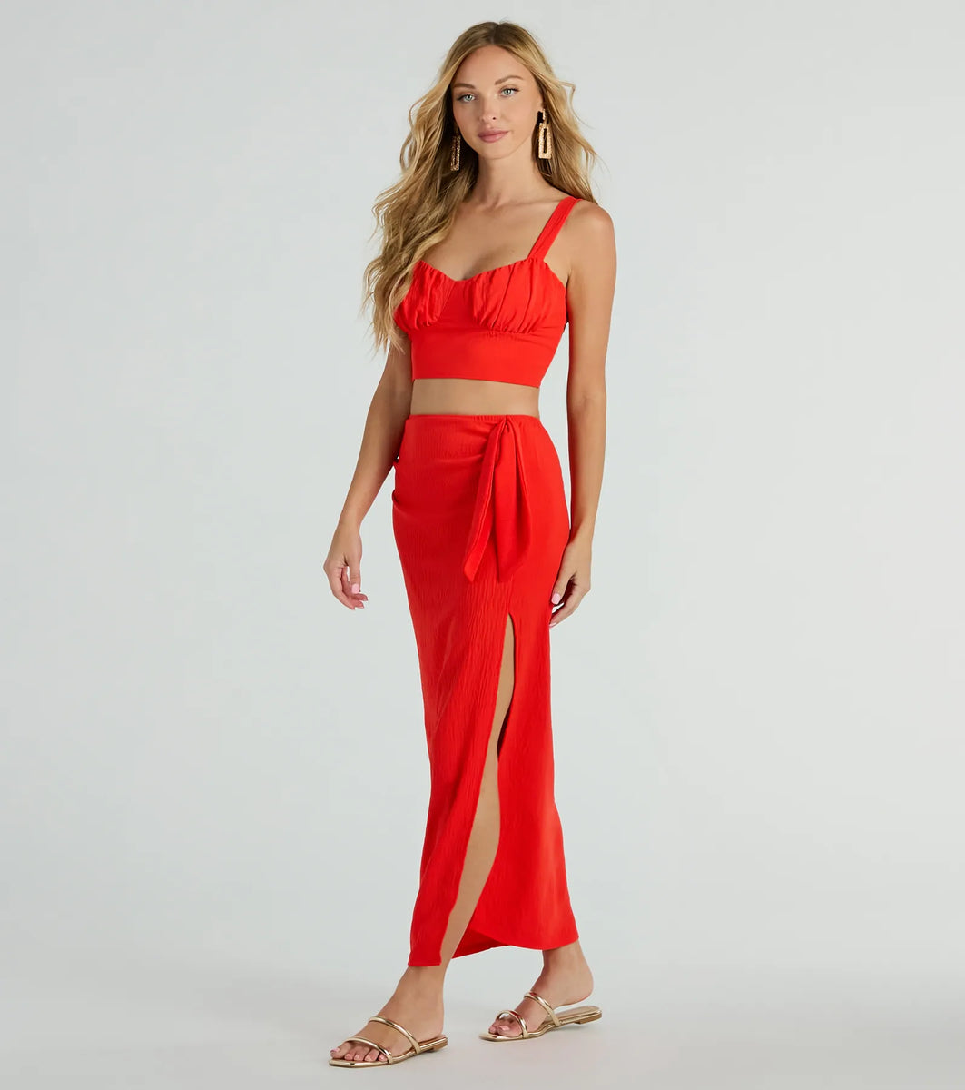 Sunny Vibes Bow Back Woven Crop Top & Windsor