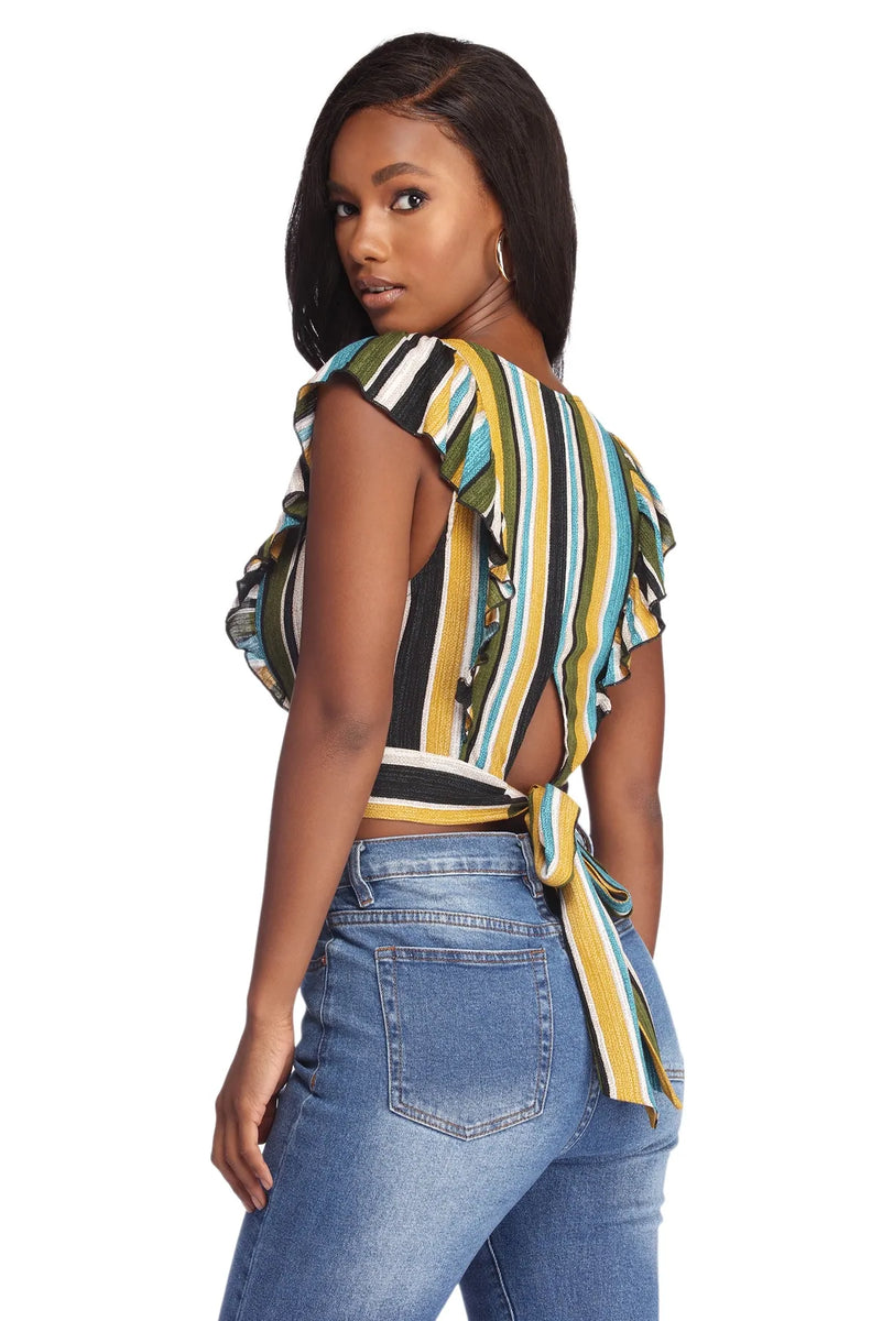 Color Wave Ruffled Crop Top & Windsor