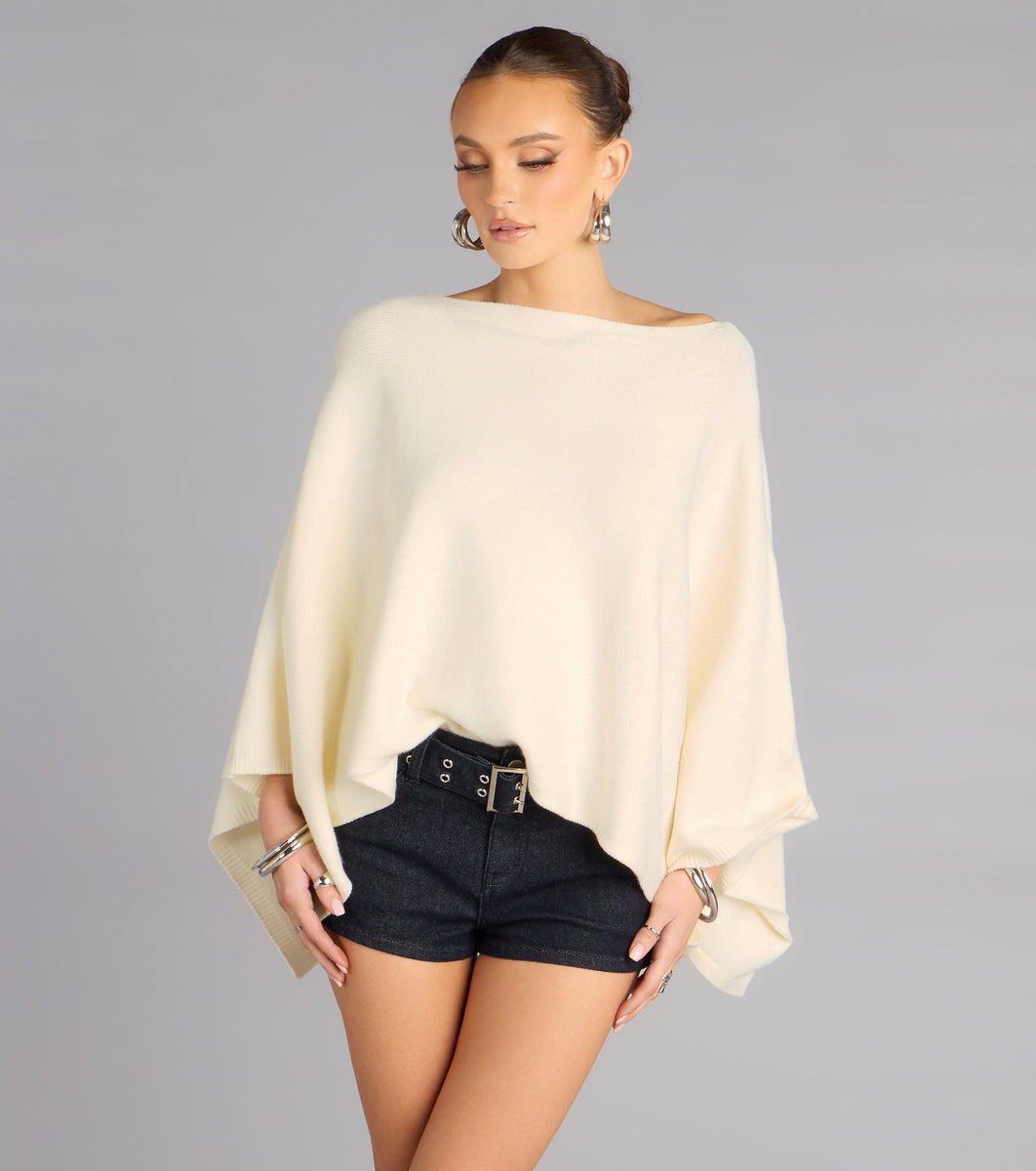 Cozy Hour Flowy Sweater Poncho & Windsor