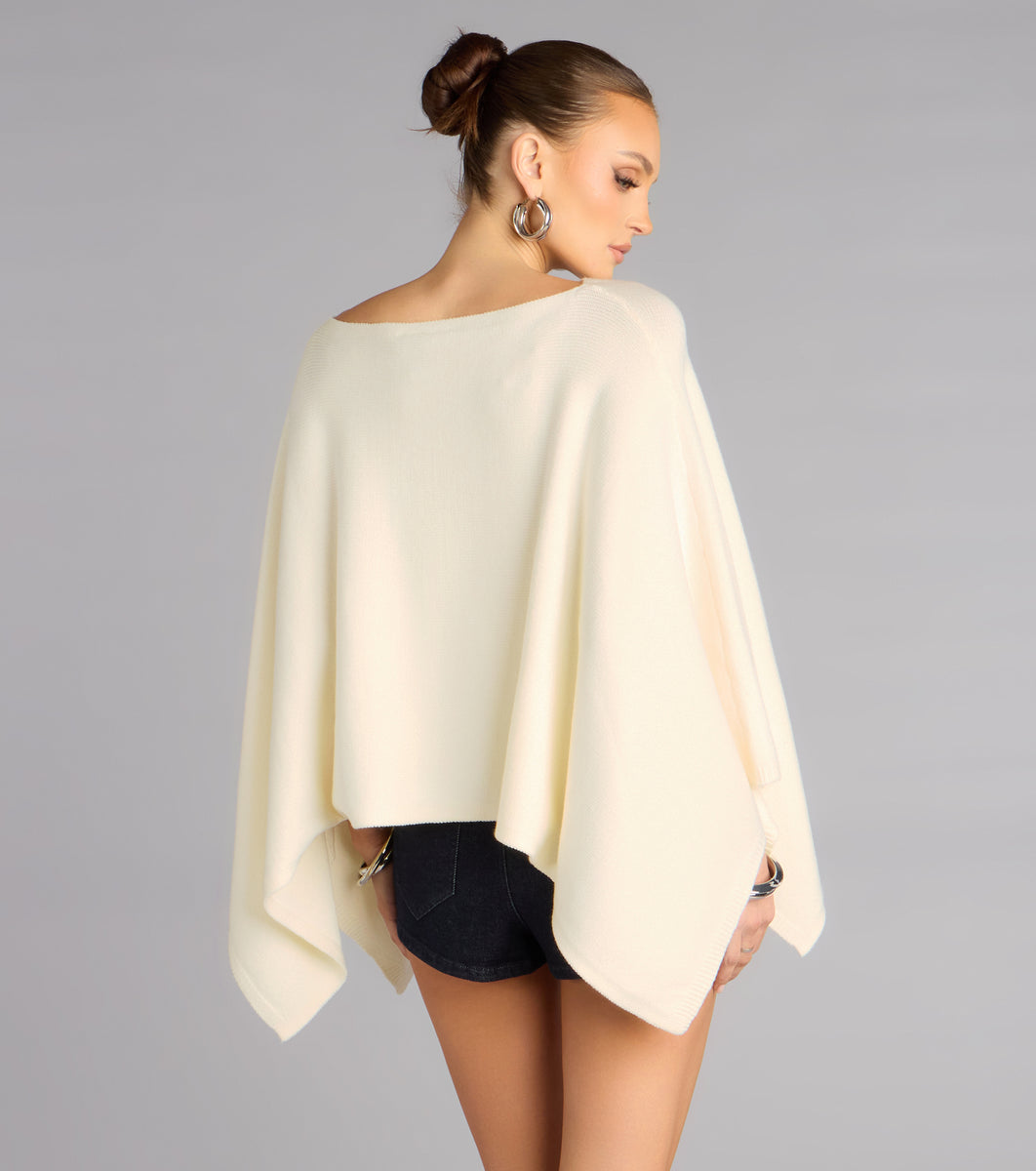 Cozy Hour Flowy Sweater Poncho & Windsor