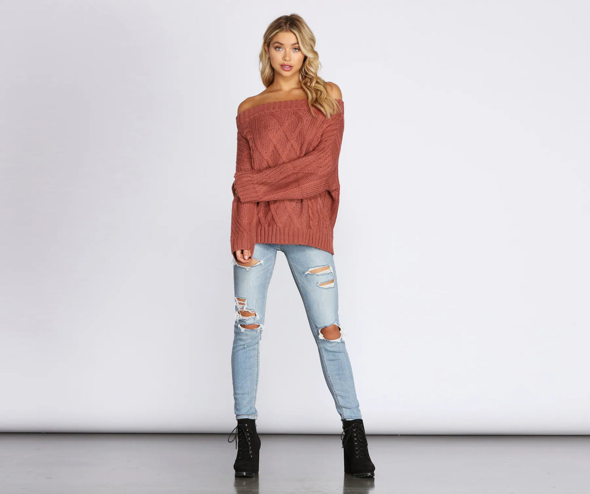 Chic In Cable Knit Sweater & Windsor