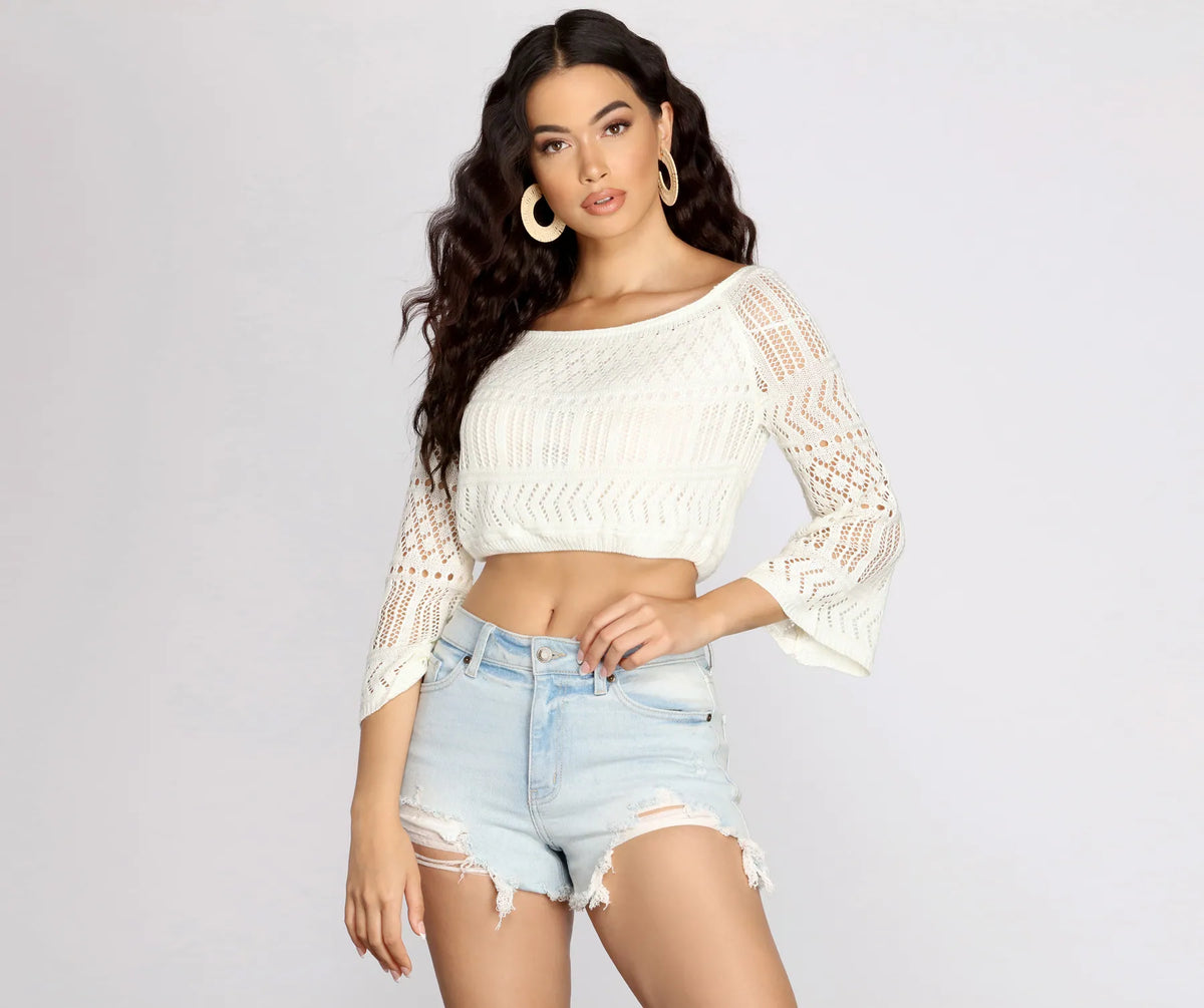 Crochet Queen Off The Shoulder Crop Top & Windsor