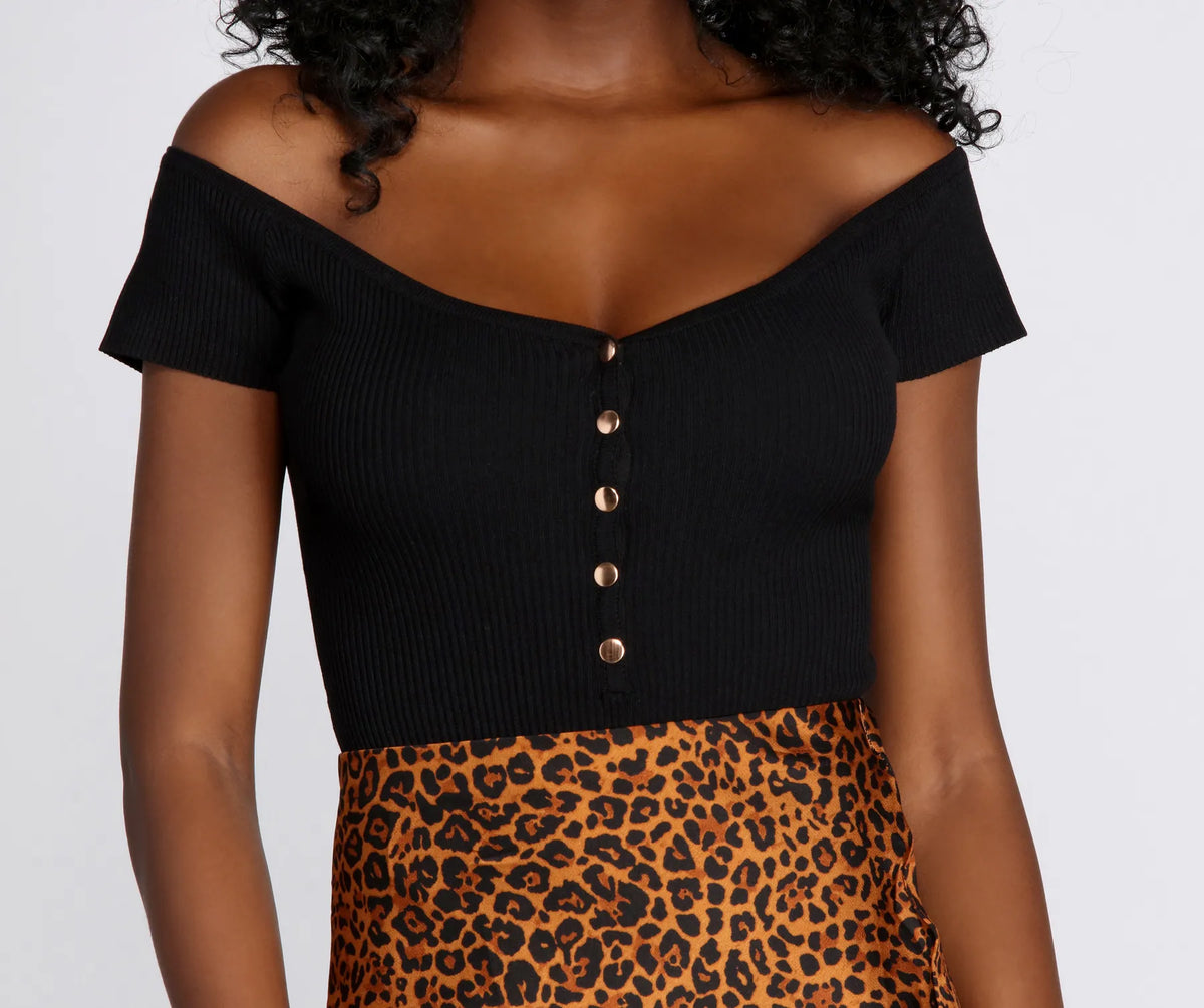 Off The Shoulder Button Up Bodysuit & Windsor