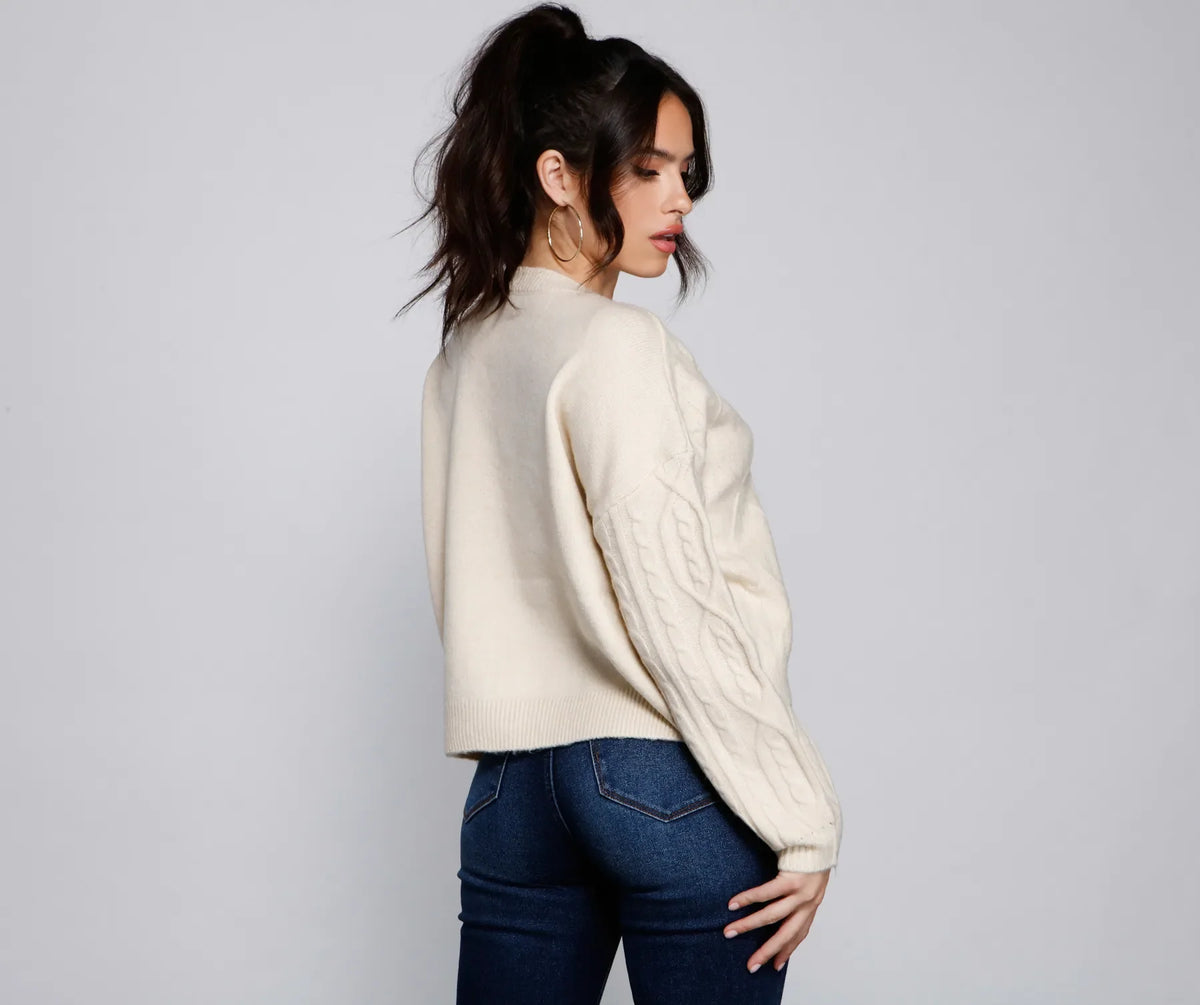 Cute And Cozy Cable Knit Cropped Sweater & Windsor